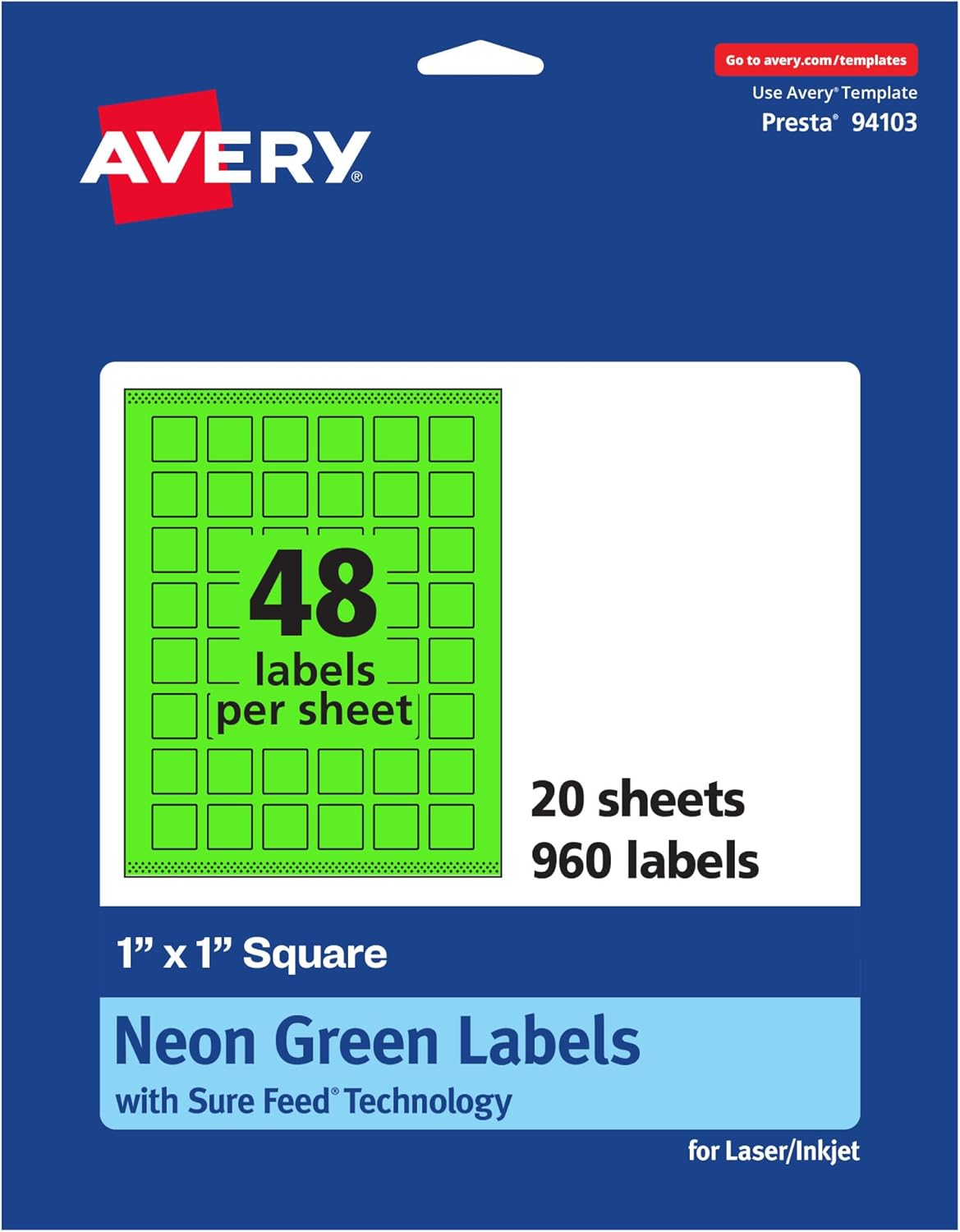 Amazon.com: Avery Printable Square Labels with Sure Feed Technology, 1 ...