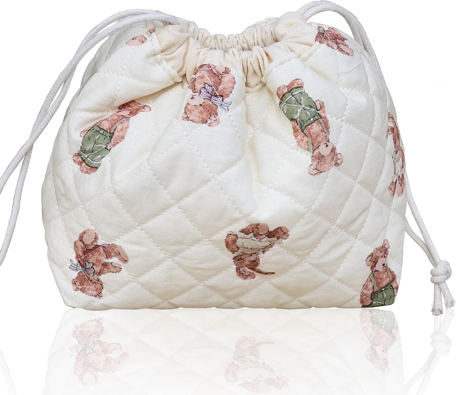 Amazon.com : HOKYNATI Cotton Quilted Drawstring Makeup Bag with Canvas ...