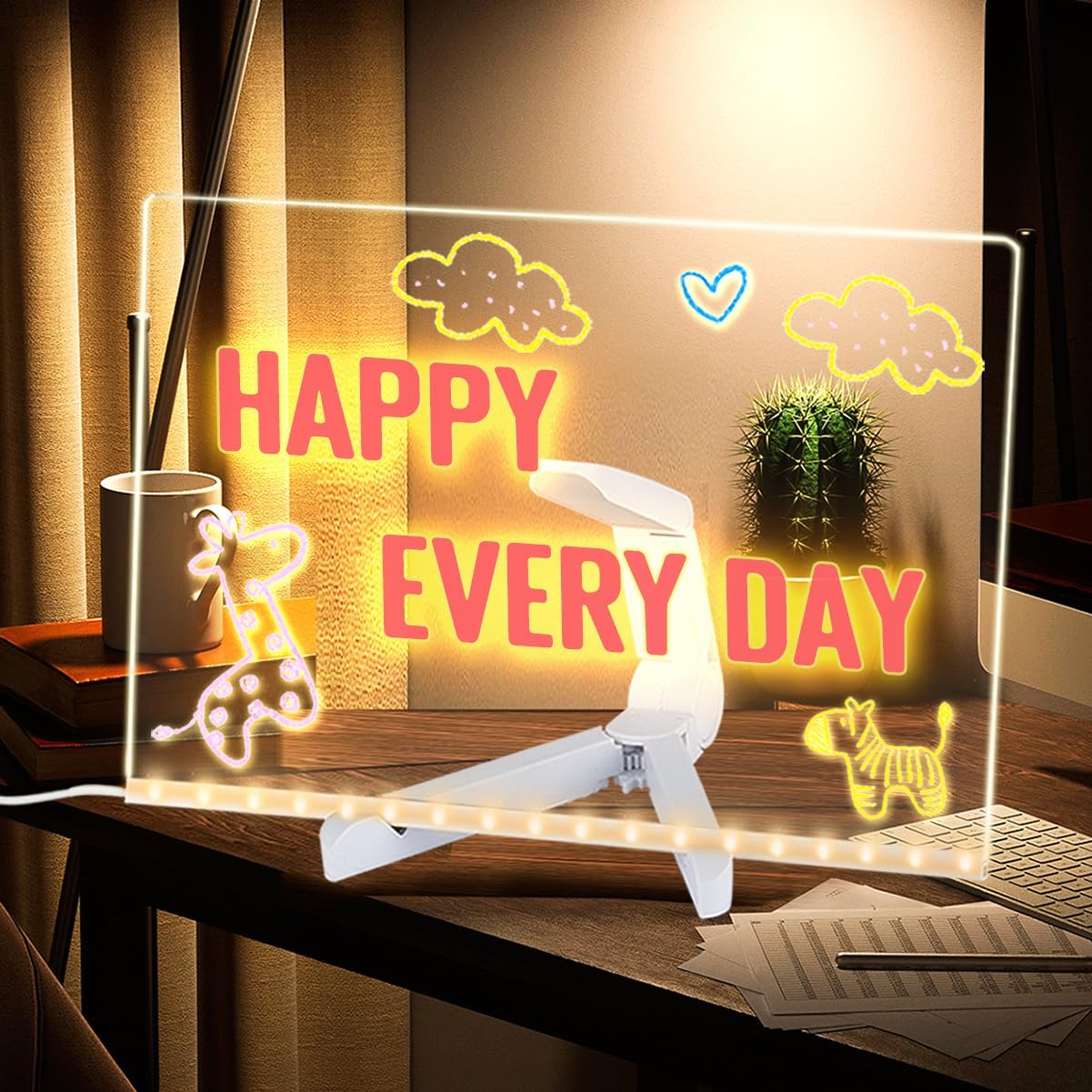 Amazon.com: 2025 LED Note Board with 7 Colors Pen,Magic Note Board Glowing Acrylic Message ...