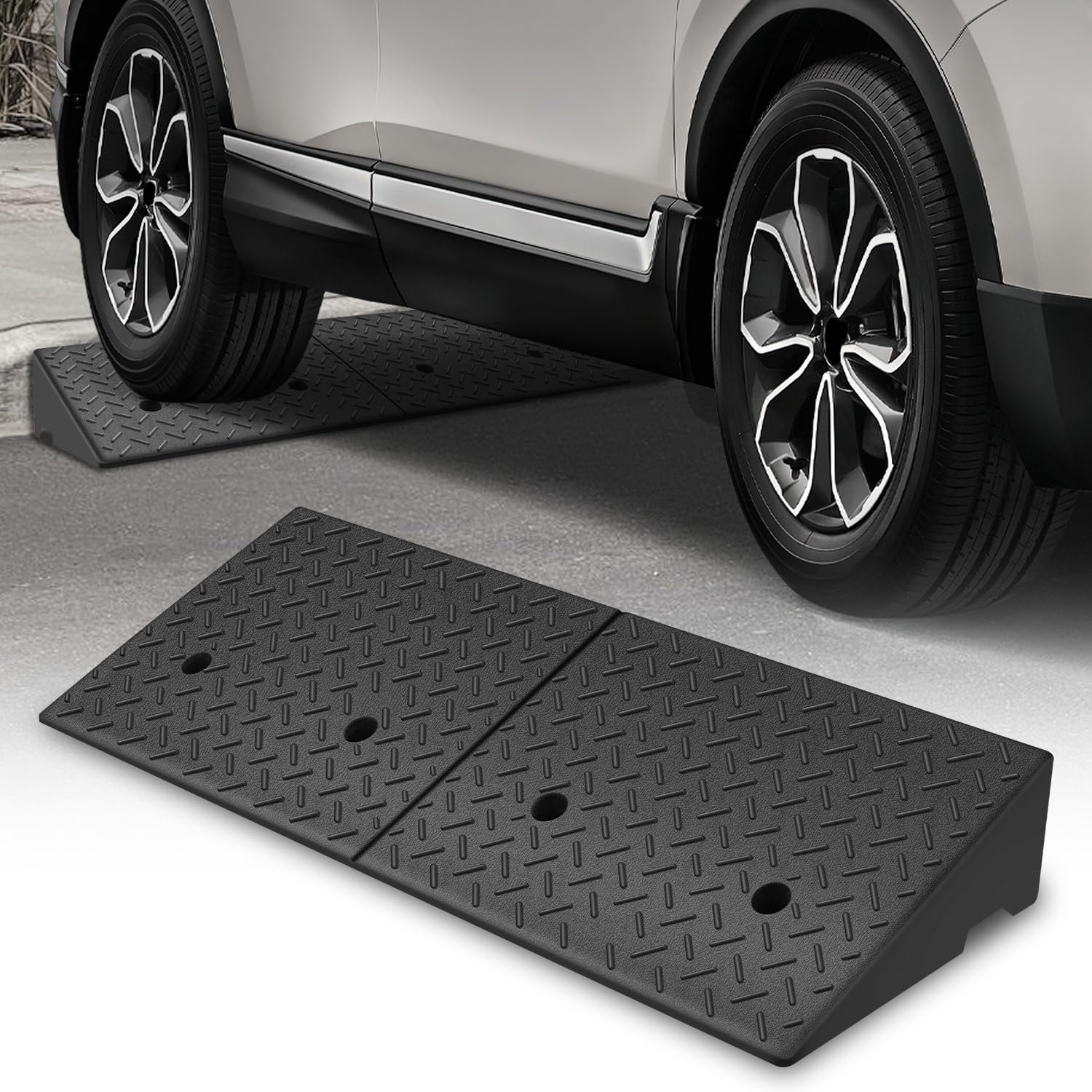 Amazon.com: Auto Dynasty Rubber Curb Ramps, 5.9" Lift Height Curbside ...