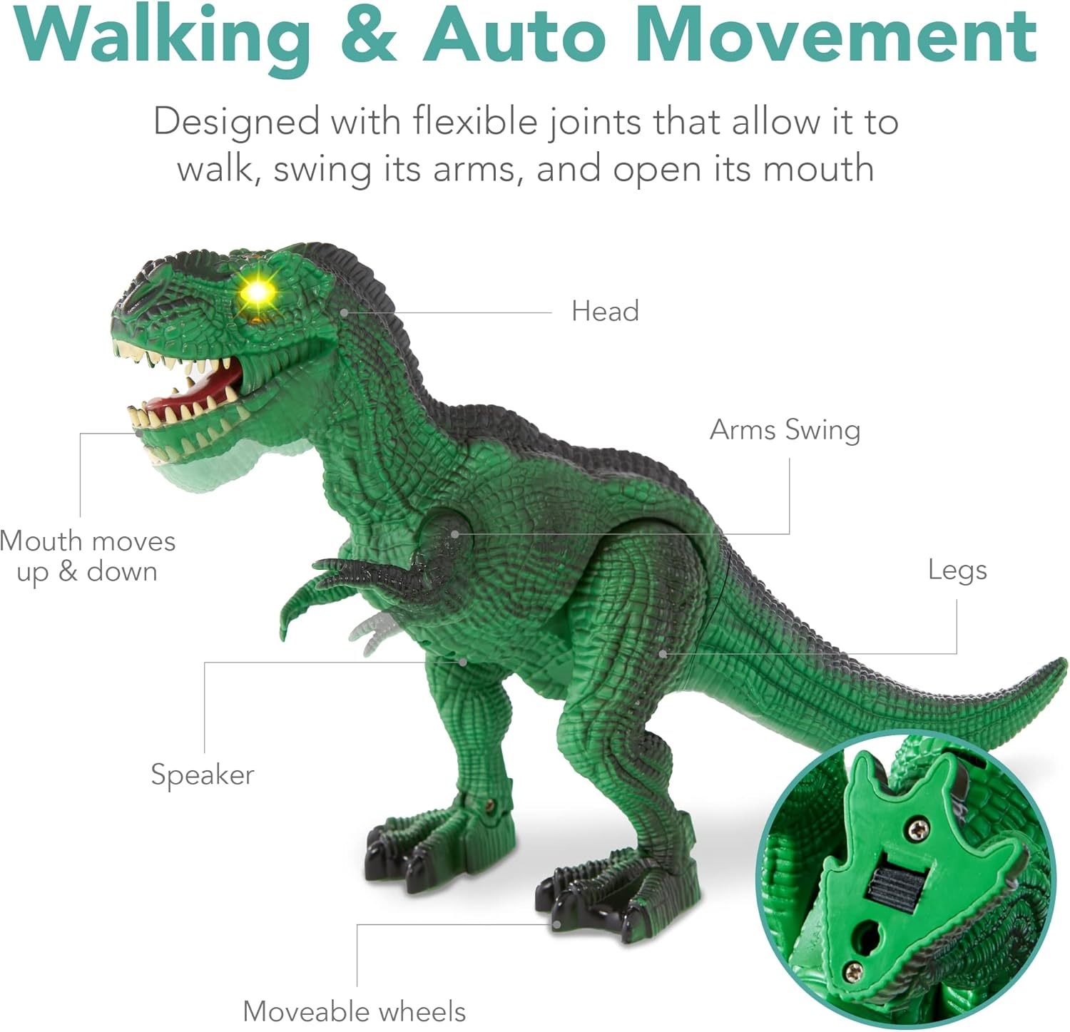 Kids Remote Control Dinosaur Toy, Large Electronic Walking Jurassic RC ...