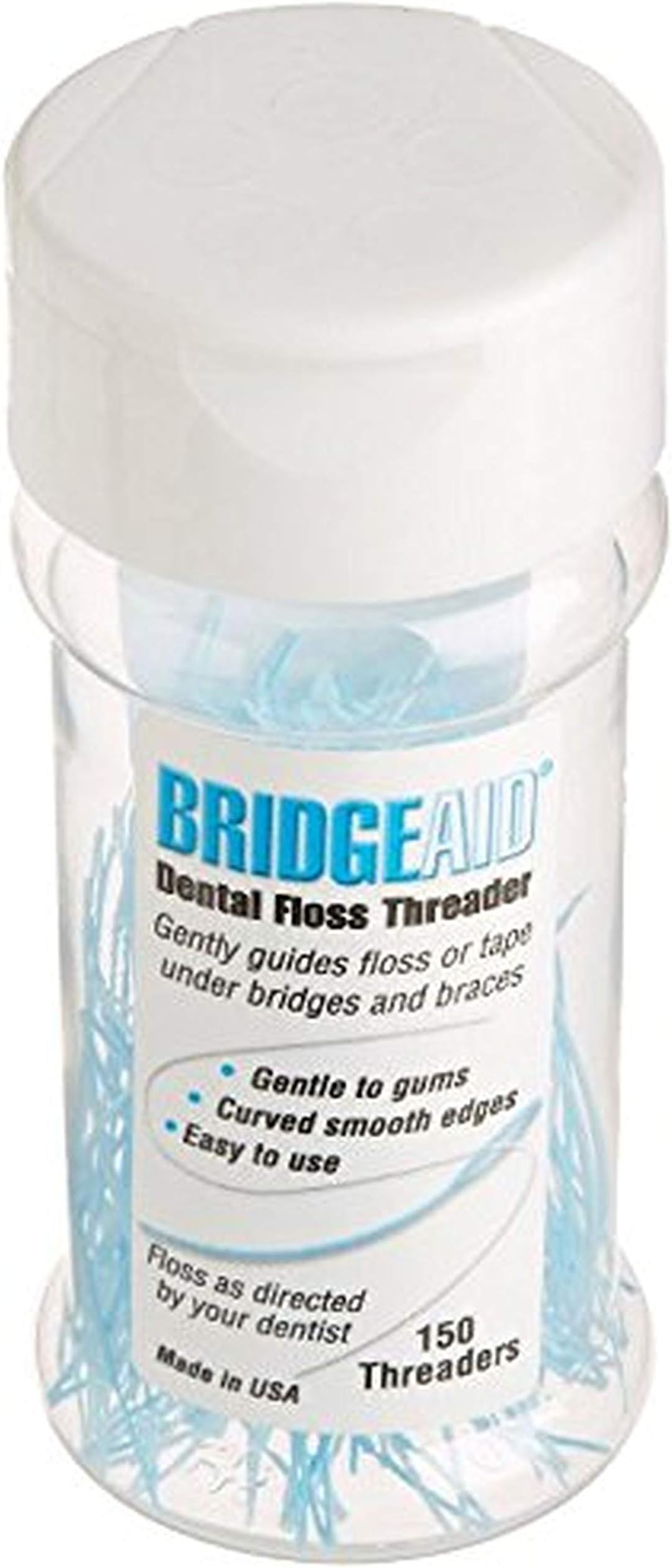 Amazon.com : BridgeAid Dental Floss Threader Bottle 150, 1 Bottle ...