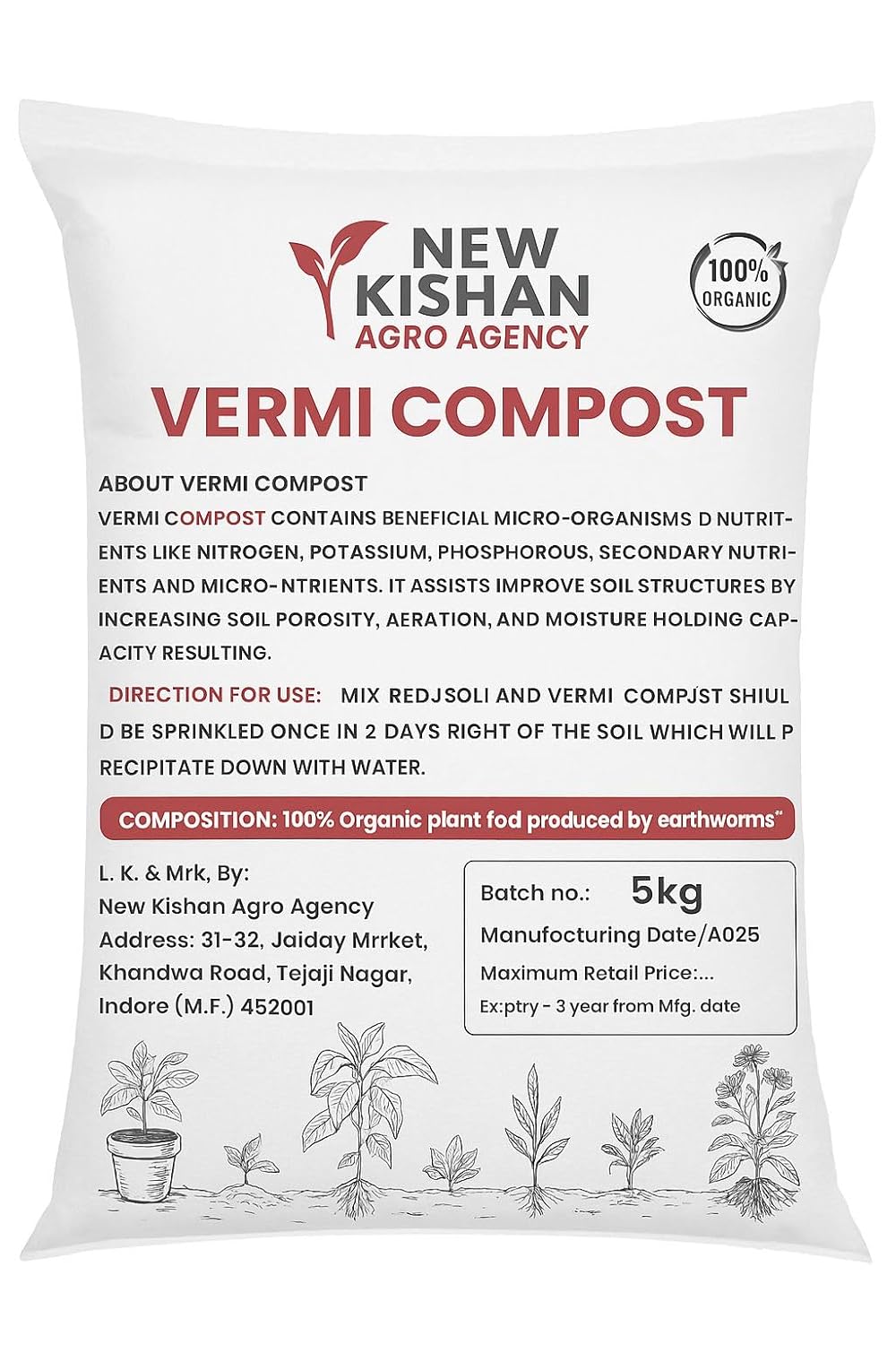 New Kishan Vermi Compost, 100% Organic Plant Food Fertilizer for Plants ...
