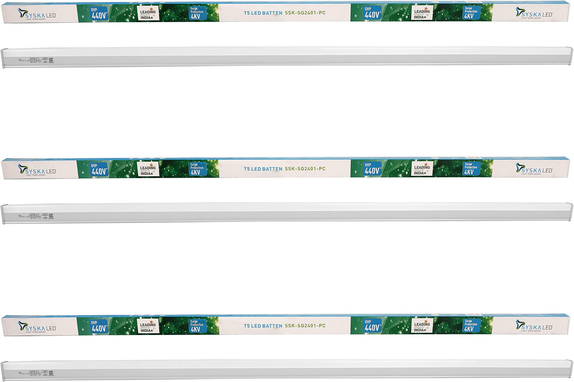 SYSKA T5 24W 6500K LED Tube Light Plastic Body (White, Pack of 3 ...