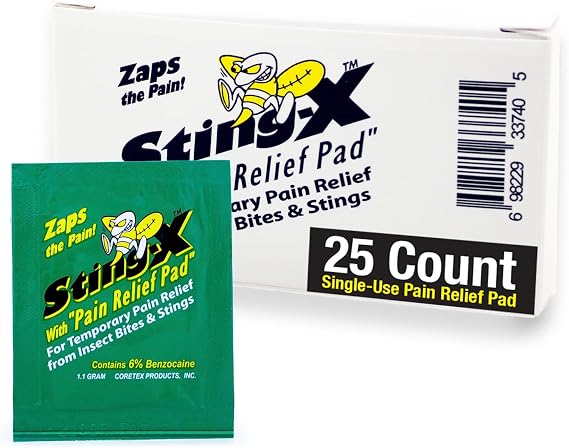 Amazon.com: CoreTex Sting X Insect Sting Relief Wipes - Pack of 25 ...