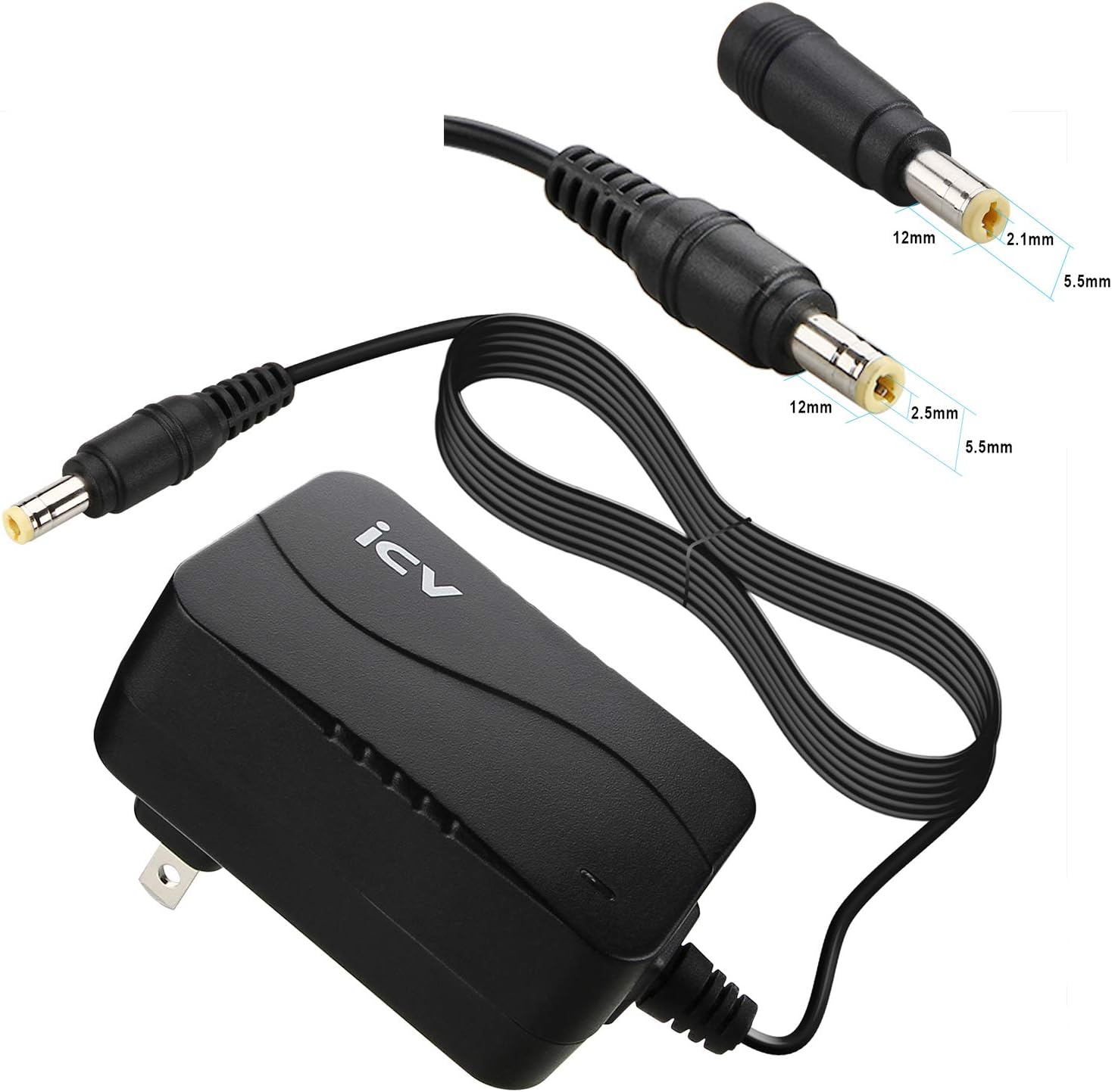 Amazon.com: icv 12V 2A Wall AC Adapter 5.5mm x 2.5mm / 5.5mm x 2.1mm ...