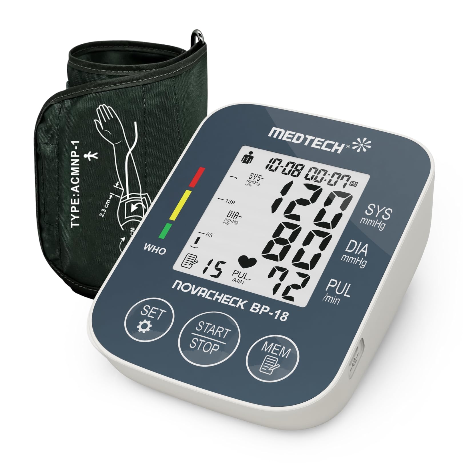 MEDTECH® BP18 Fully Automatic Portable Digital Blood Pressure Monitor ...