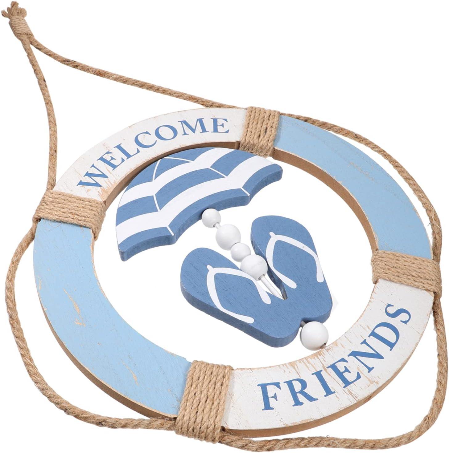 Amazon.com: SEWACC Wooden Life Buoy Artificial Wreath Sailboat Decor ...