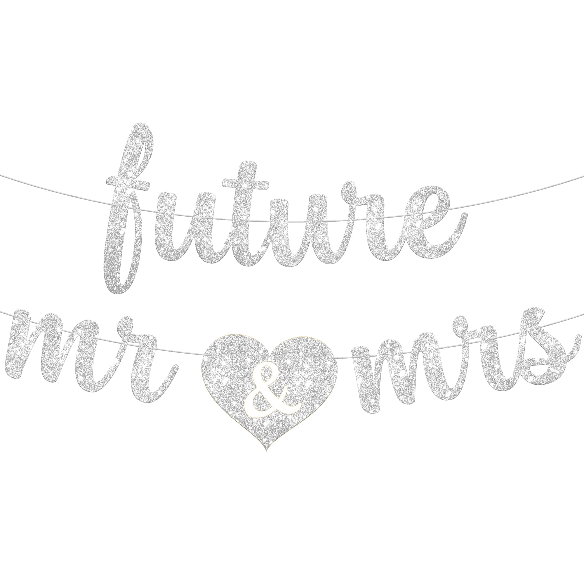 Amazon.com: KatchOn, Silver Glitter Future Mr & Mrs Banner - 10 Feet ...