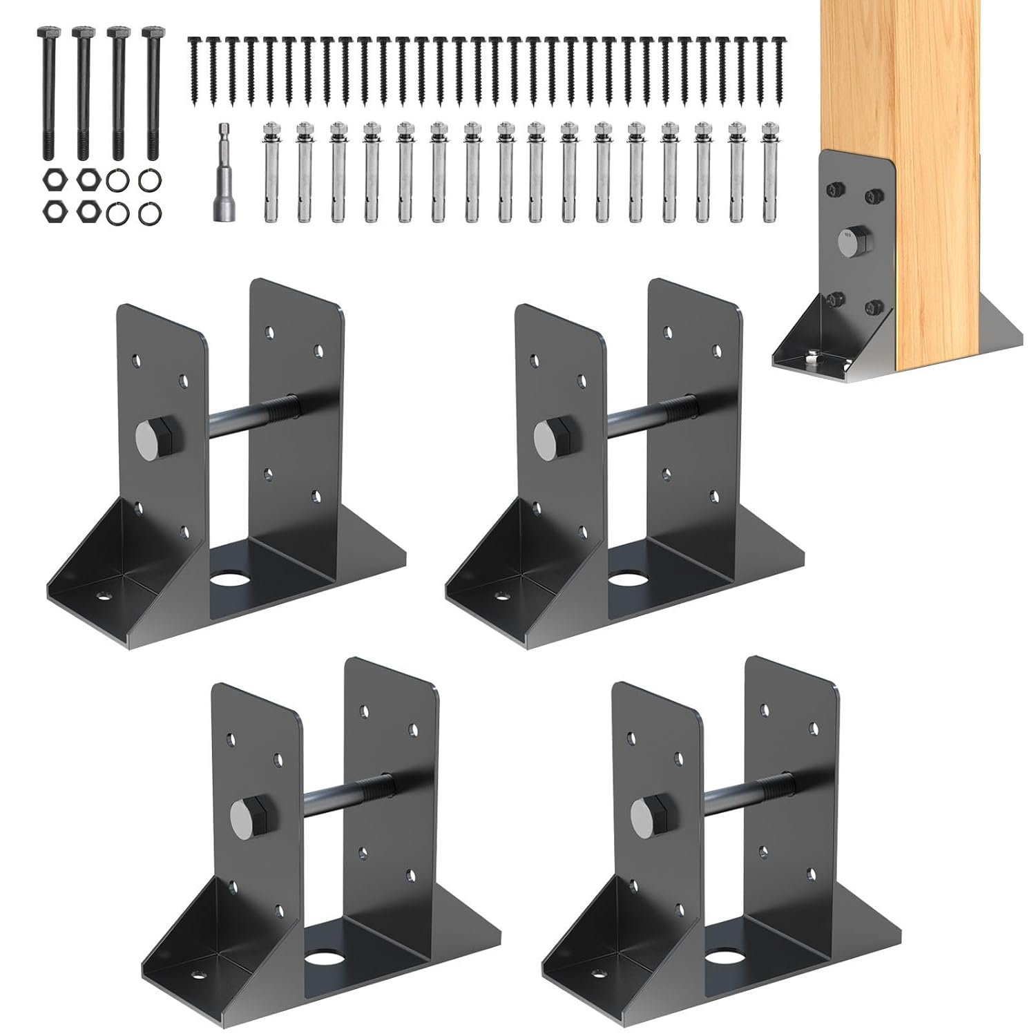 TAYORY 4x4 Post Base 4 Pcs,Inner Size 3.6"x3.6" Post Anchors, Black ...