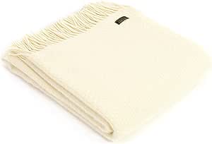 Tweedmill British Made Textured Cream Wool Throw Blanket : Amazon.co.uk ...