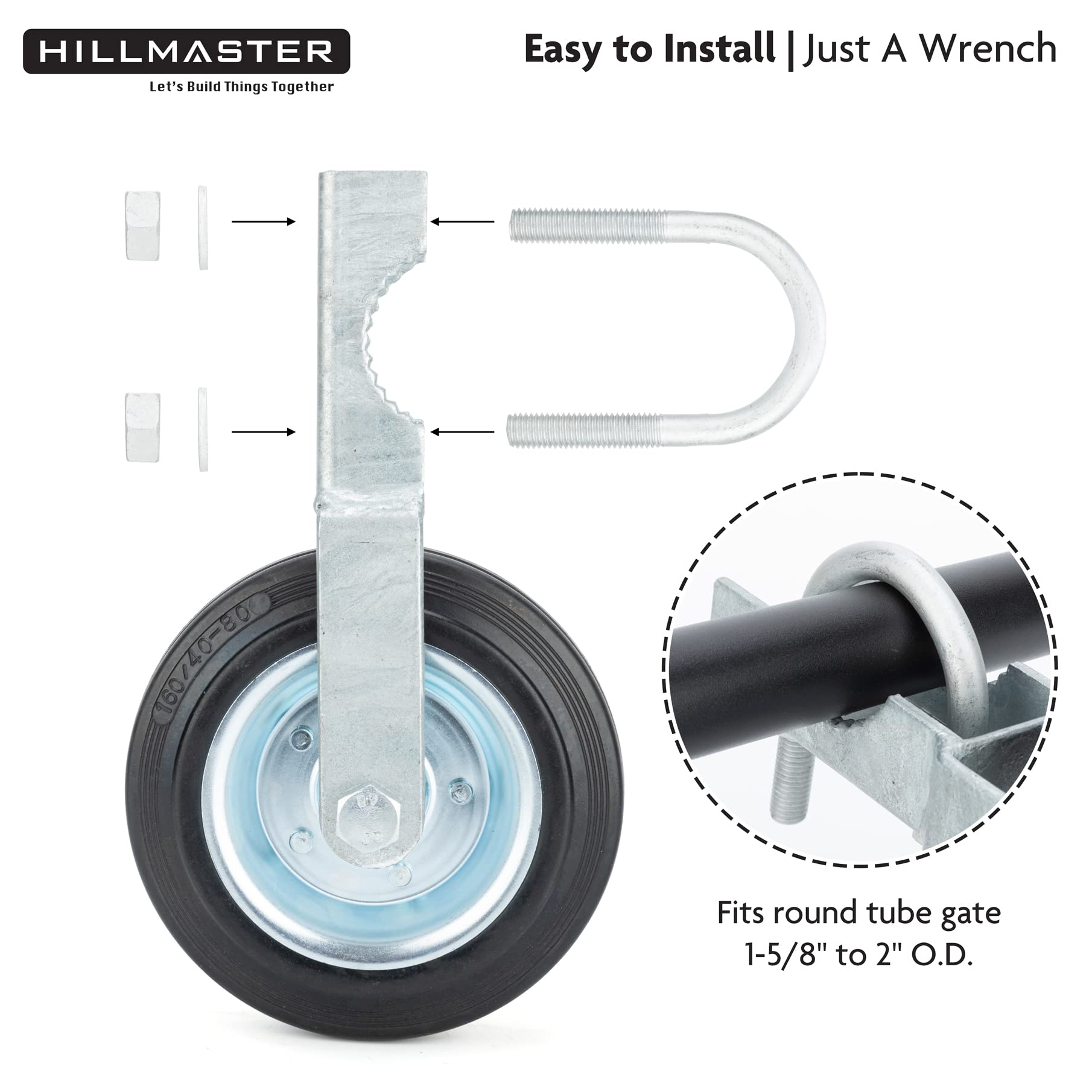Snapklik.com : HILLMASTER 6 Inch Gate Wheel Gate Caster Kit