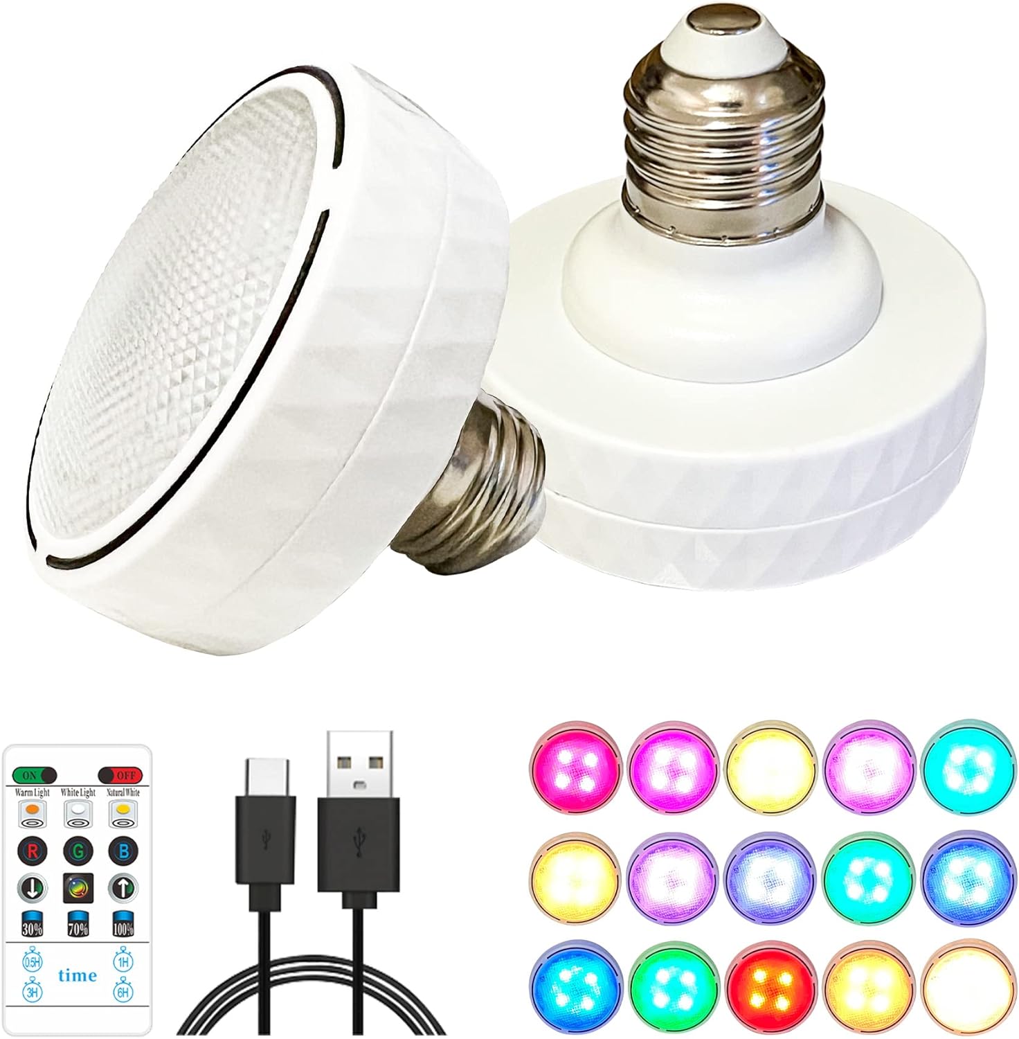 Blisaleiip Battery Operated Light Bulb E26 with Remote Control, Wall ...