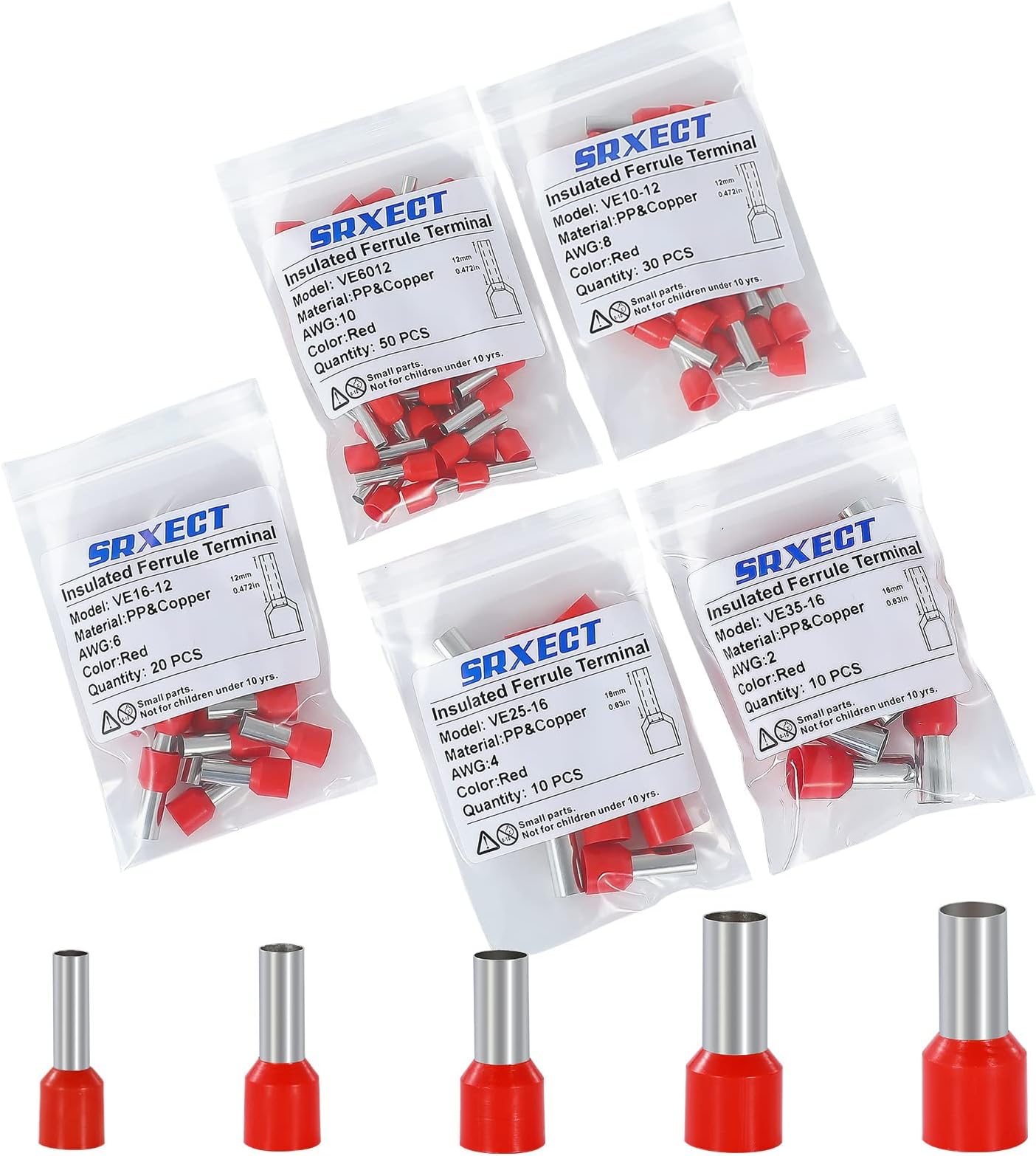 Amazon.com: 18 AWG Cable E1008 Red Black Pre Insulating Ferrules Wiring ...