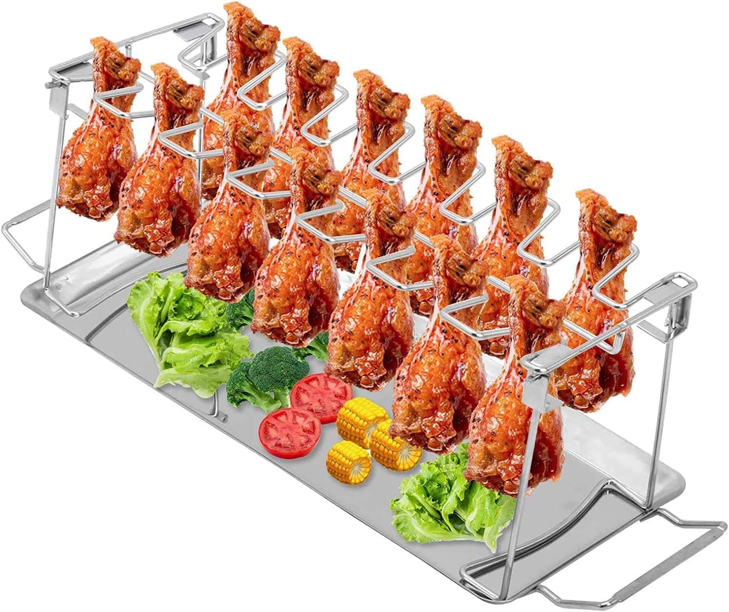 DDMMQS Chicken Drumstick Wing Rack 14 slot stainless steel metal grill ...