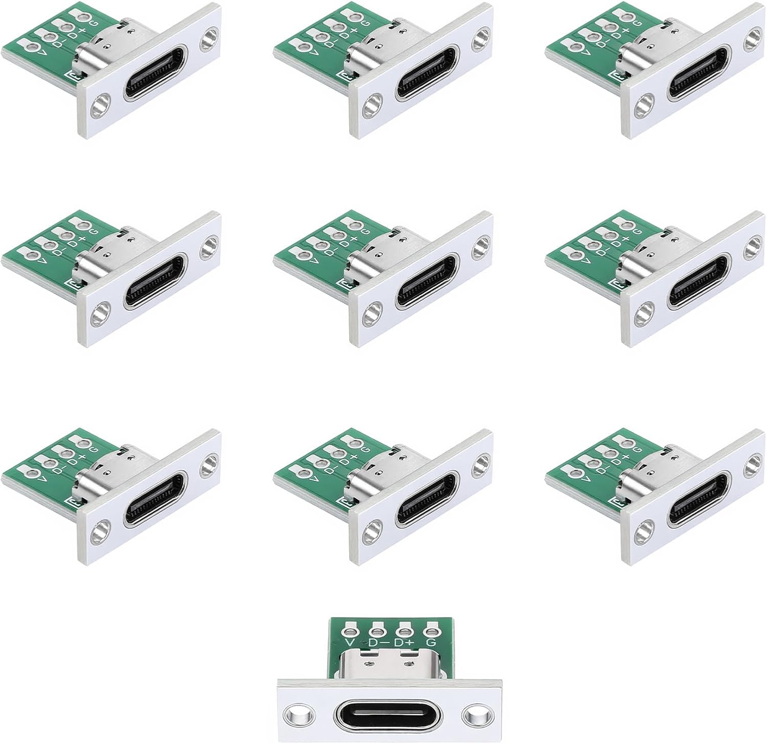 Amazon.com: 10 Pcs USB C Panel Mount Connector DIY Type C Female Socket ...