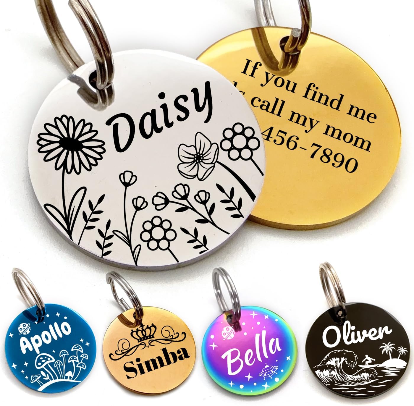 Amazon.com: Personalized Dog Tags and Cat Tags, Stainless Steel Pet ID ...