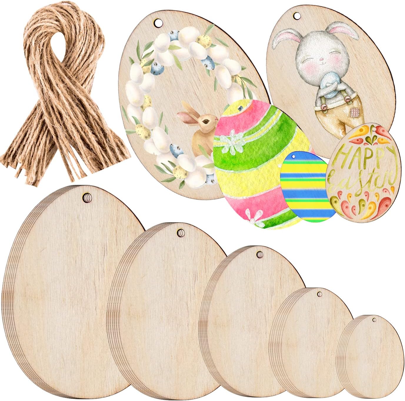 Amazon.com: WXJ13 Easter Wooden Egg Cutouts, 50 Piece Easter Wood ...