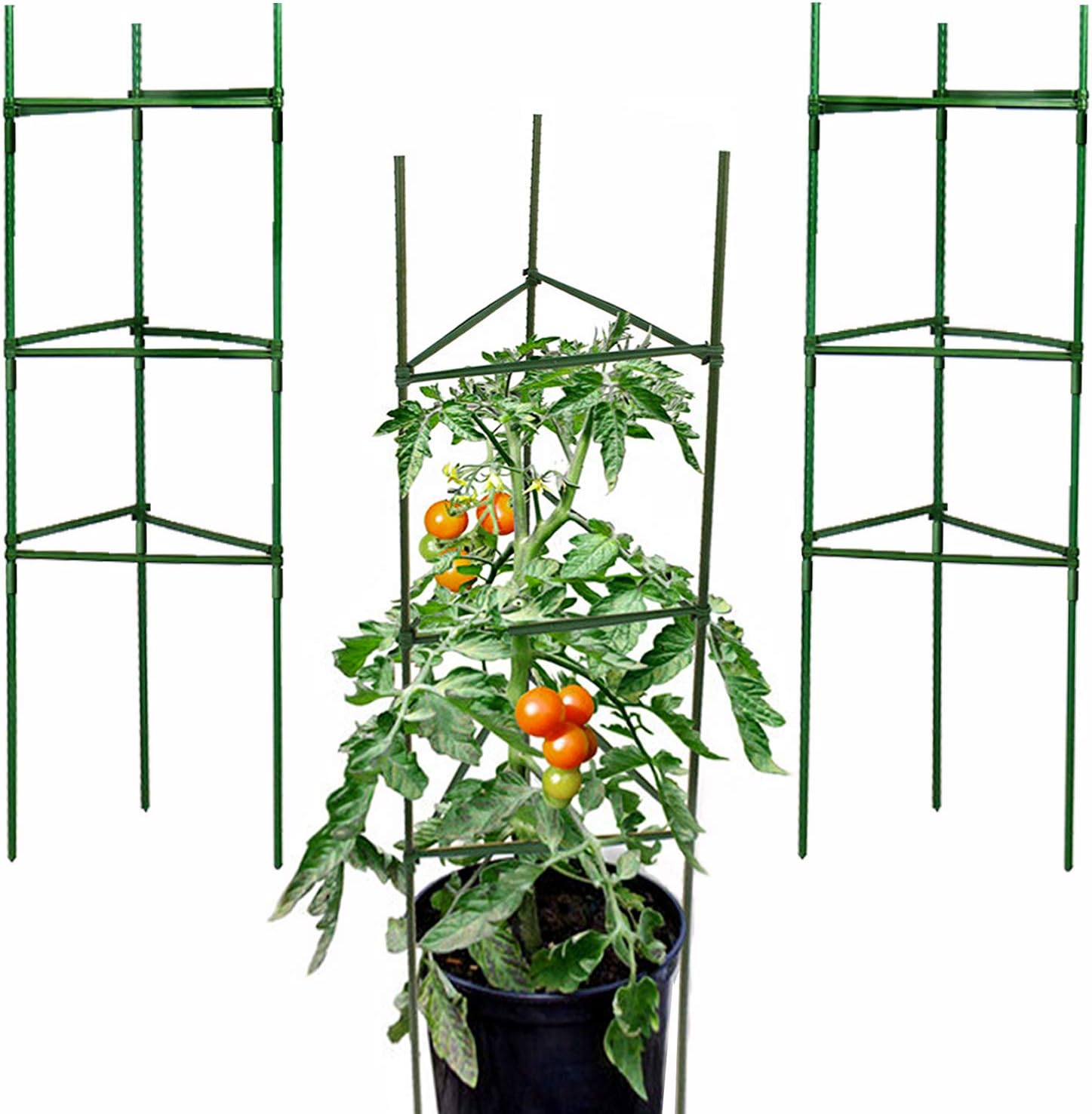 Tomato Cage 3 Pack, IDMAX Assembled Plant Climbing Frame for Growing ...