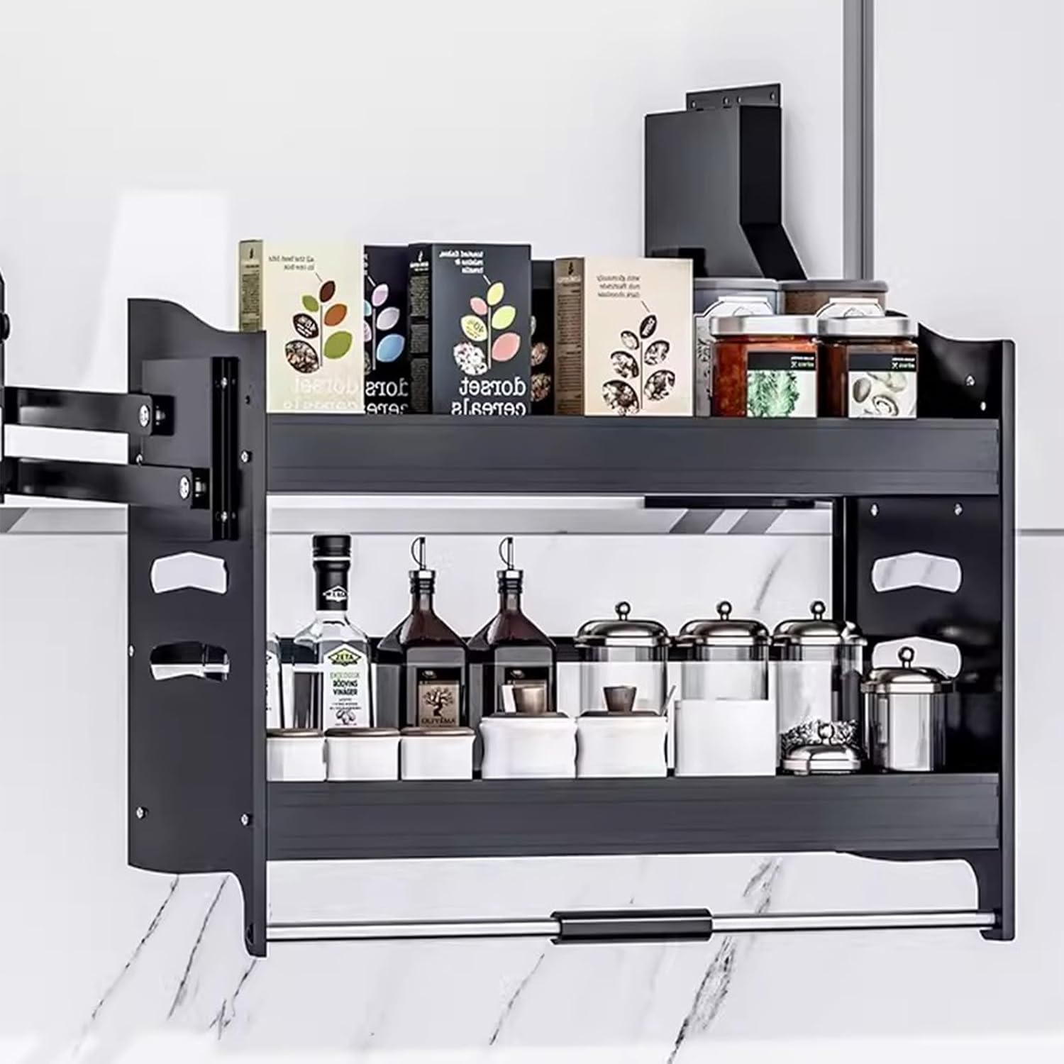 Amazon.com: Pull-Out Cabinet Organizer, 2-Tier Wall Pull Down Shelf ...