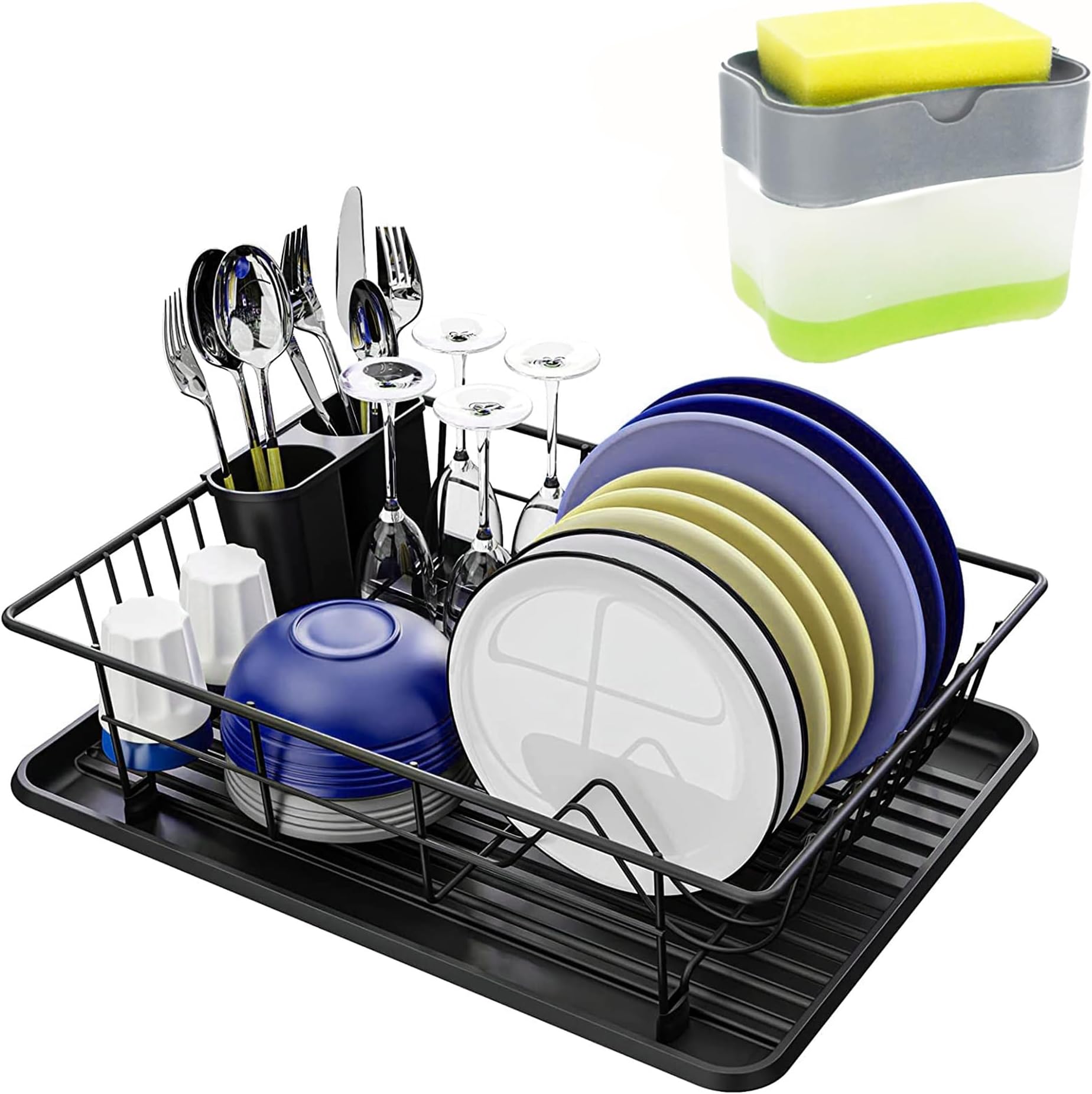 Dish Rack Dish Drying Stand Dish Rack with Sponge holder Kitchen Drying ...