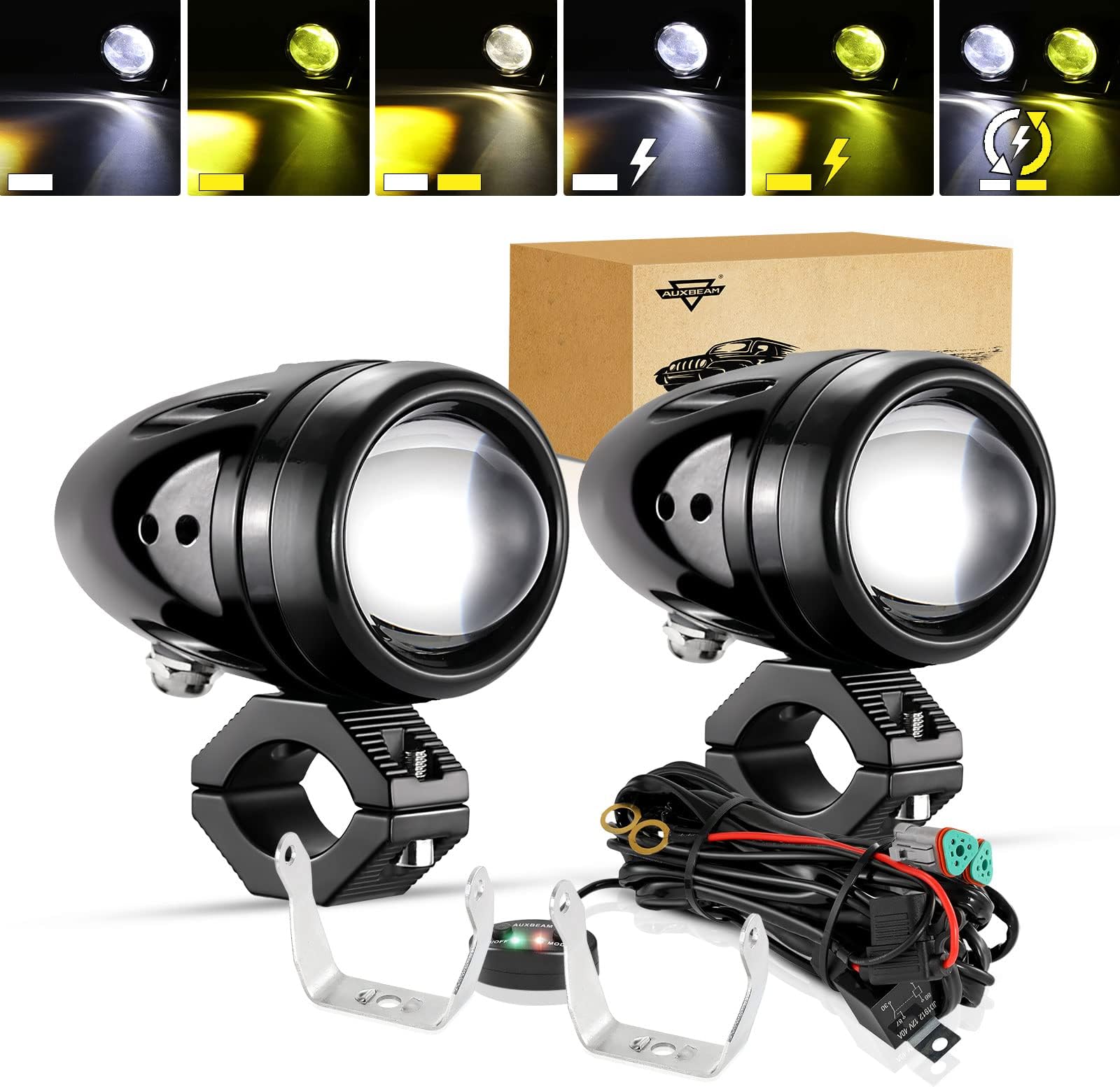 Amazon.com: Handster Motorcycle Fog Light 2inch Cool White LED Pod ...