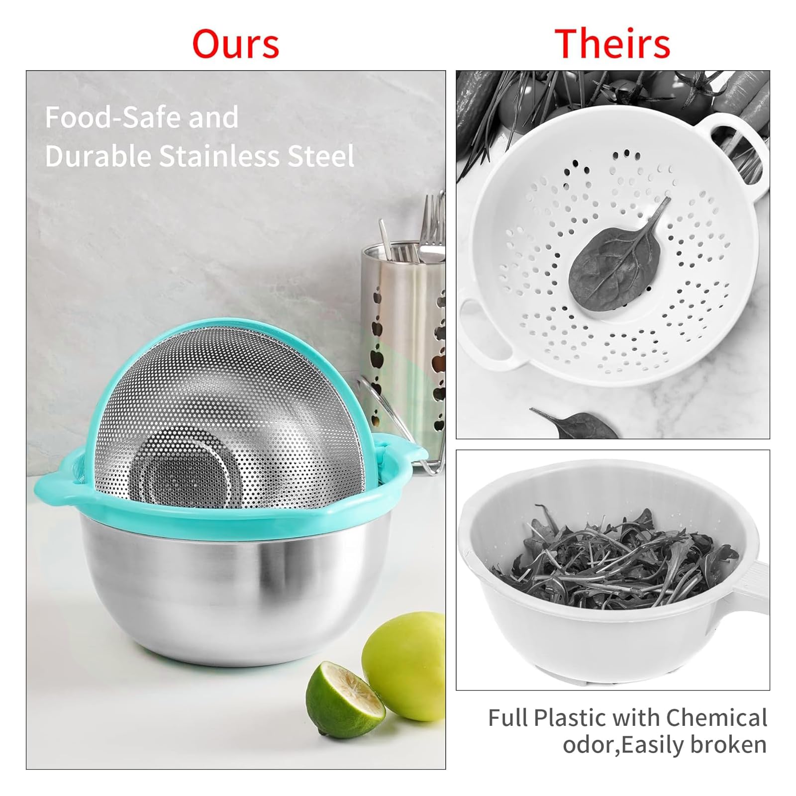 Snapklik.com : 2 In 1 Stainless Steel Colander Bowl Set, Detachable ...