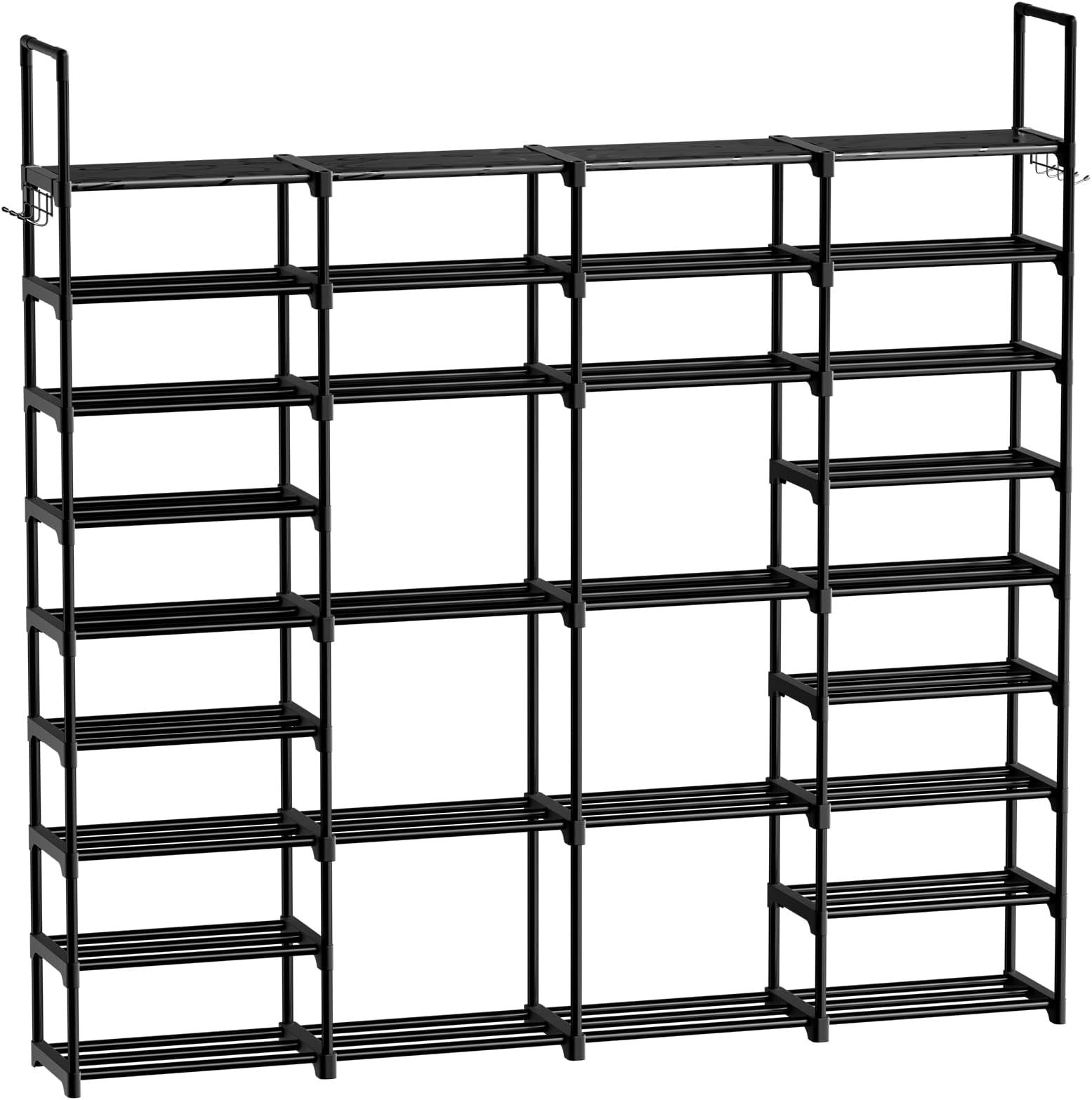 WOWLIVE 4 Row 9 Tiers Extra Large Shoe Rack 72-80 Pairs Big Tall Metal ...