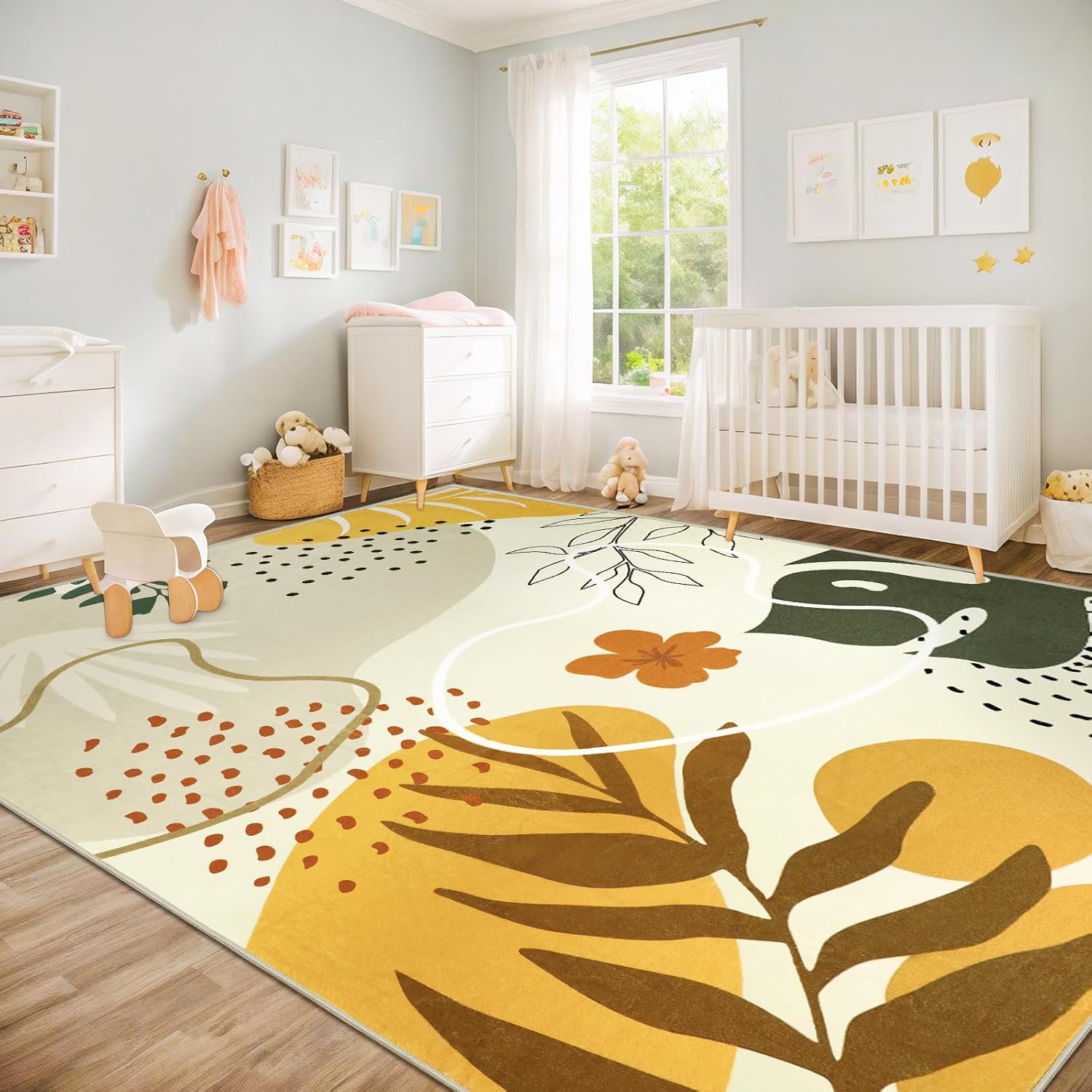 Amazon.com: Capslpad Area Rugs 9x12, Washable Nursery Rug, Low Pile ...