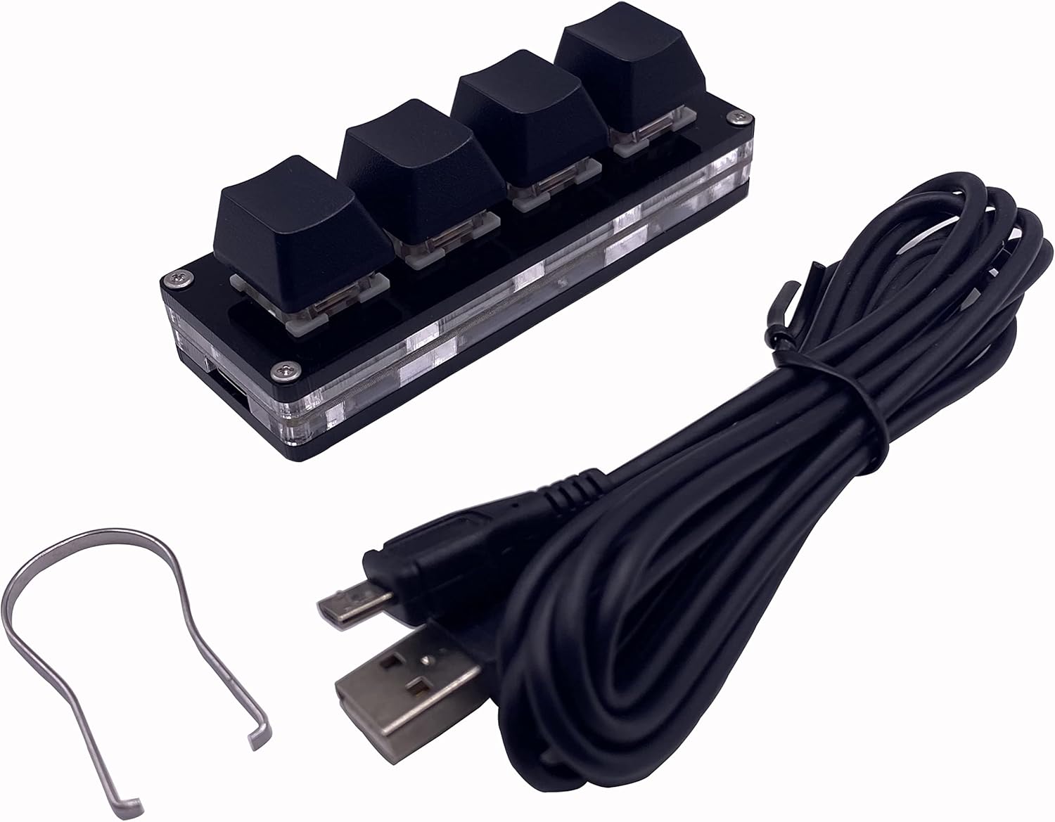 Mini teclado USB de 4 teclas macro programable teclado mecánico para ...