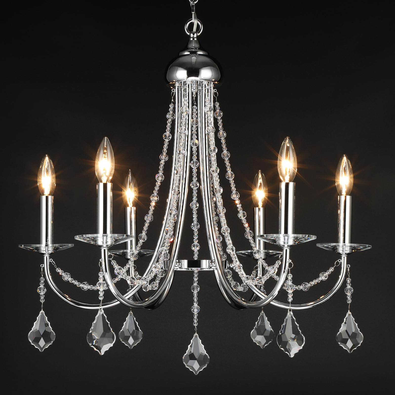 Senyshilon Chrome Crystal Chandeliers for Dining Room Light Fixtures ...