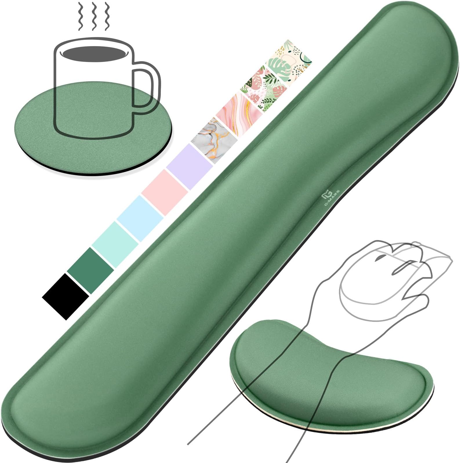 Amazon.com : Lauspuck Keyboard Wrist Rest Pad Set, Leaf Shape PU ...