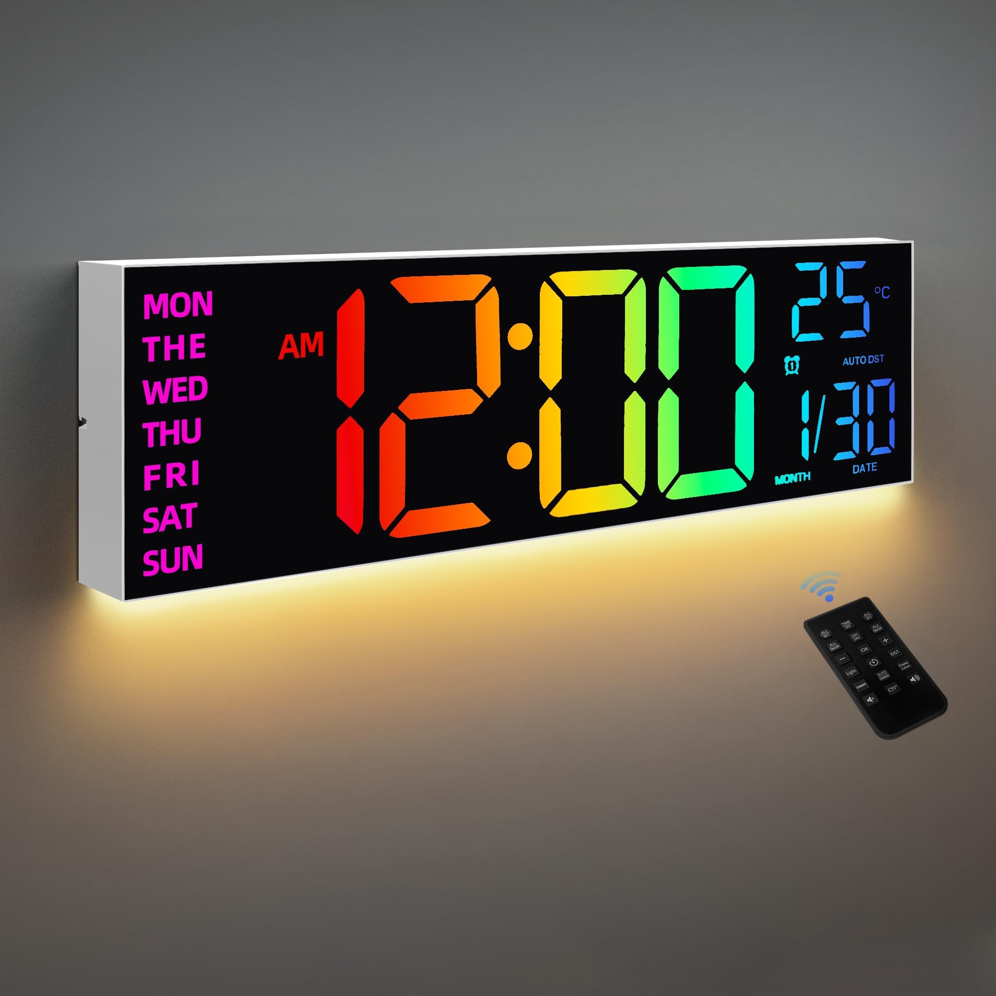 Large Digital LED Clock – Giant 8 Numeral Red LED Wall Clock with ...