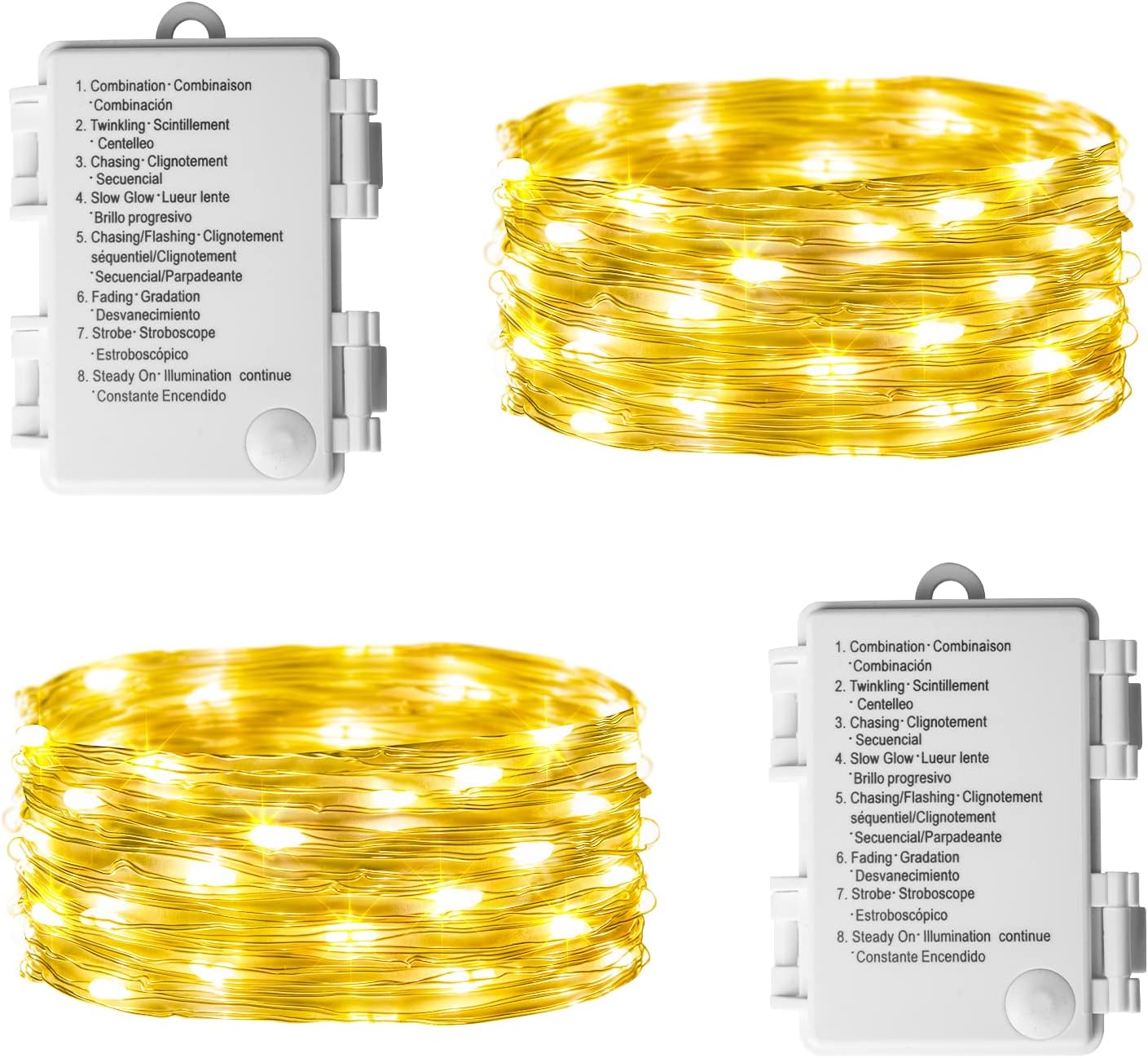 2 Sets Fairy Lights, Battery Operated Fairy Lights 16.4ft 50 LEDs with ...