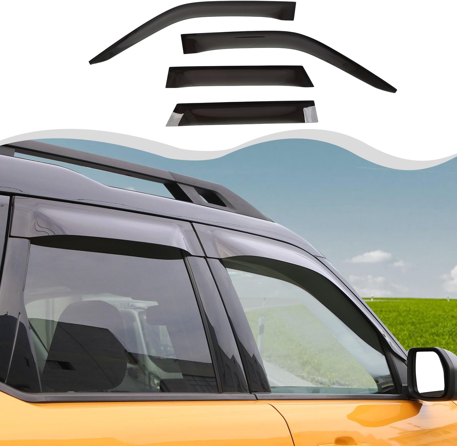 Amazon.com: DOLKSN Smoke Black Outside Mount Window Visor Deflectors ...