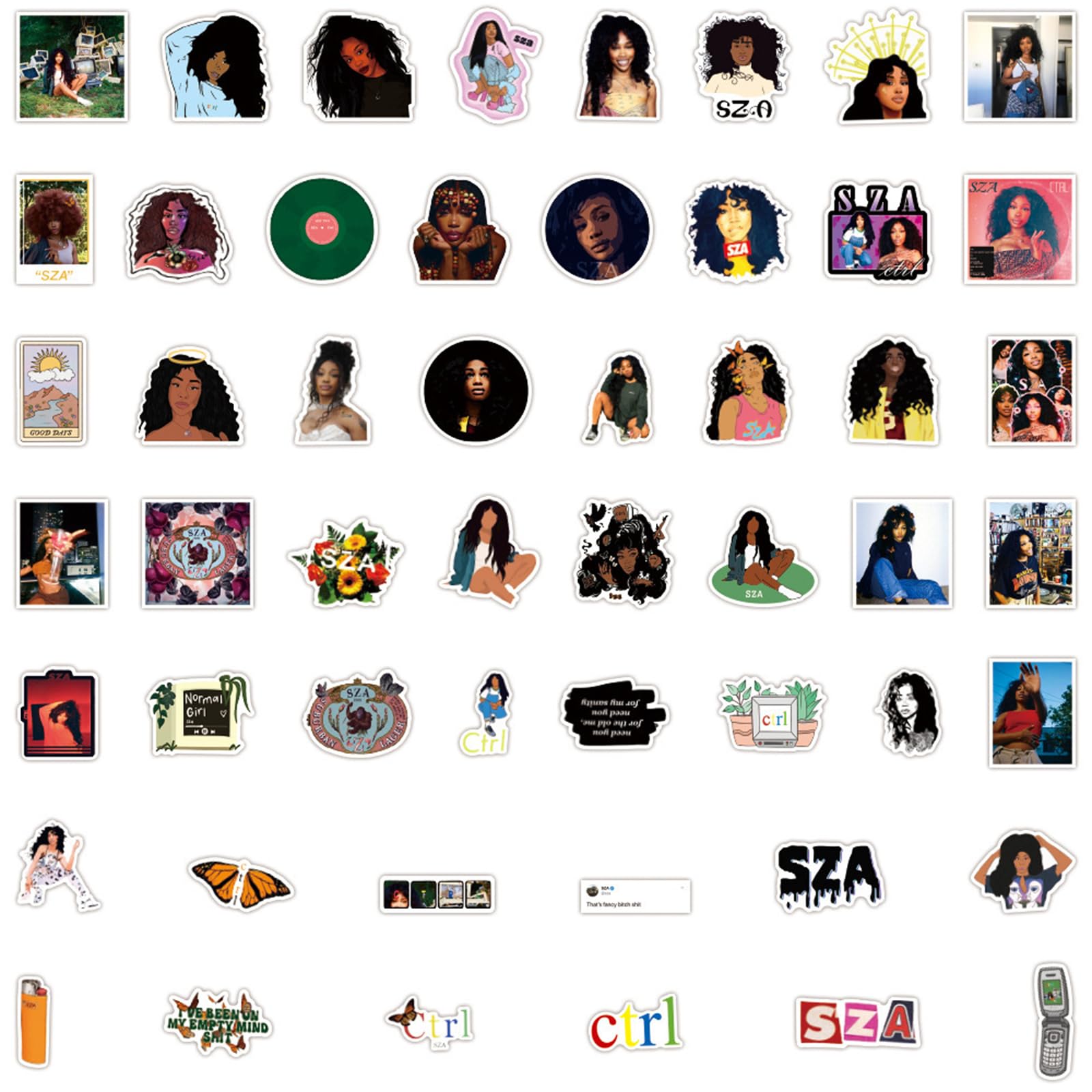 Snapklik.com : Singer SZA Stickers For Water Bottle, 50pcs Music Singer ...
