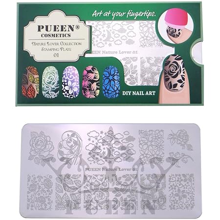 Amazon.com : PUEEN Nail Art Stamping Plate - Nature Lover 01-125x65mm ...