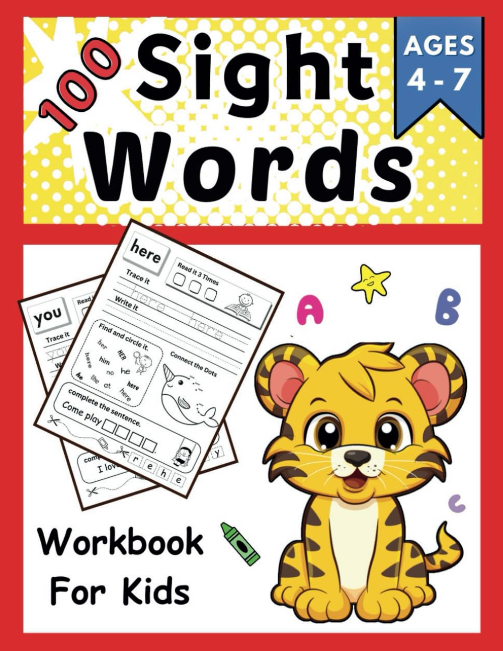 Amazon.com: 100 Sight Words Workbook For Kids Ages 4-7: Learn to Read ...