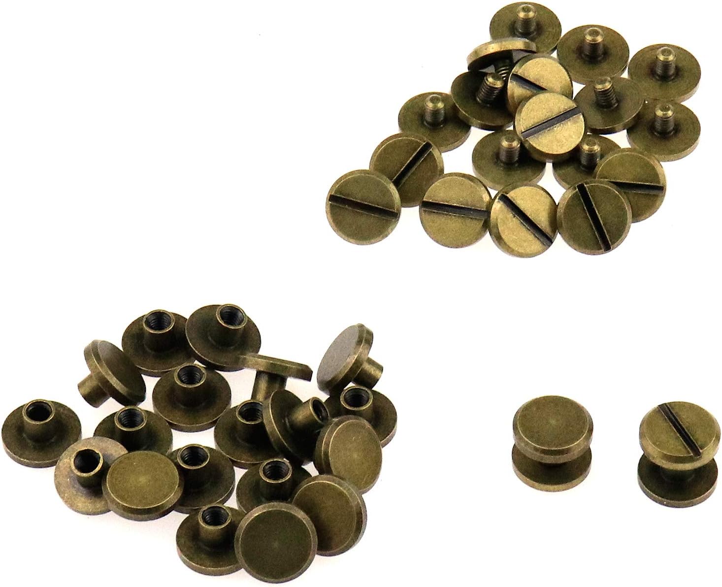 Amazon.com: Meprotal 20Sets Metal Binding Screws Leather Nail Rivet ...