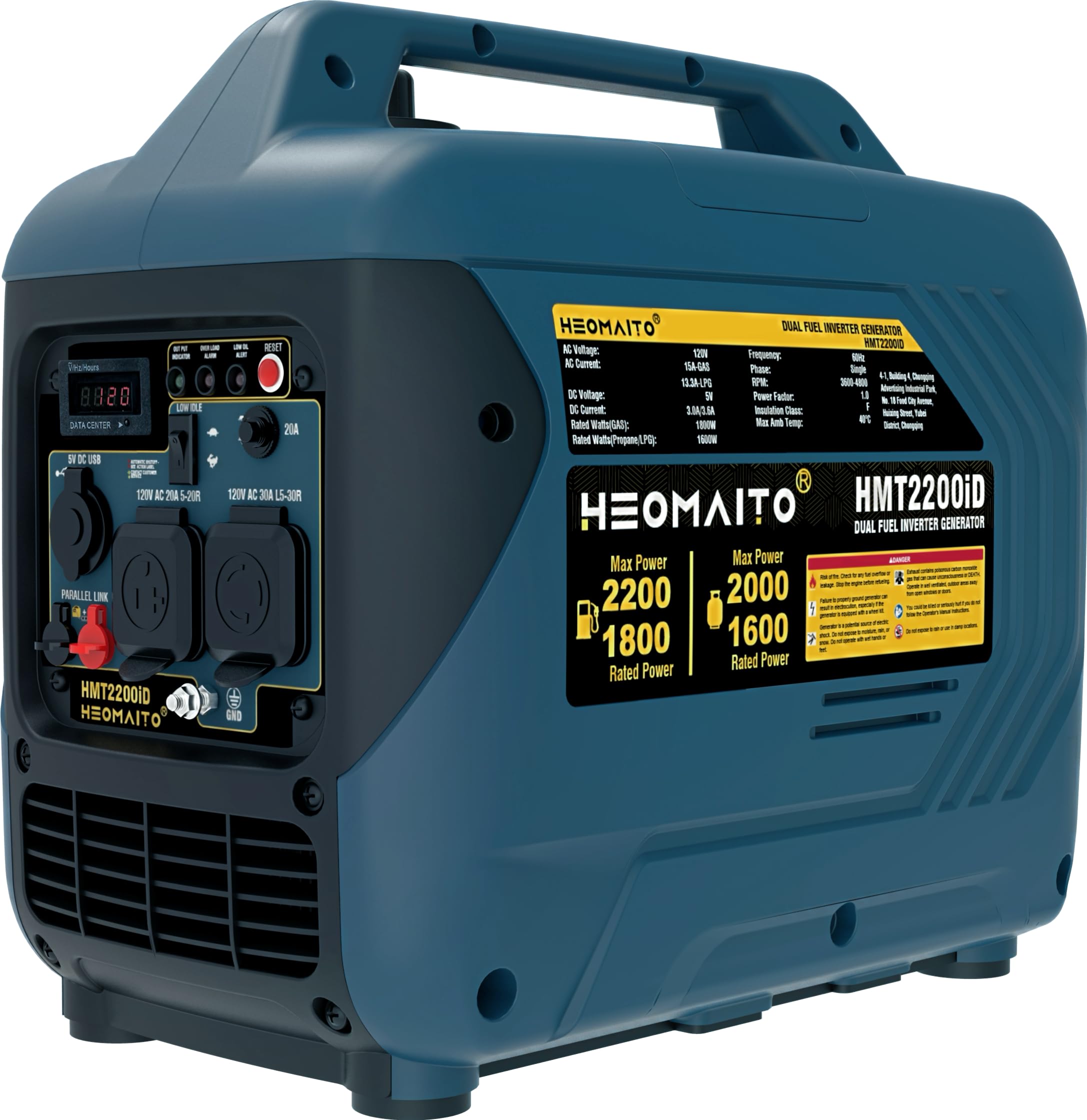 Snapklik.com : HEOMAITO Dual Fuel Portable Inverter Generator 2200W Gas ...