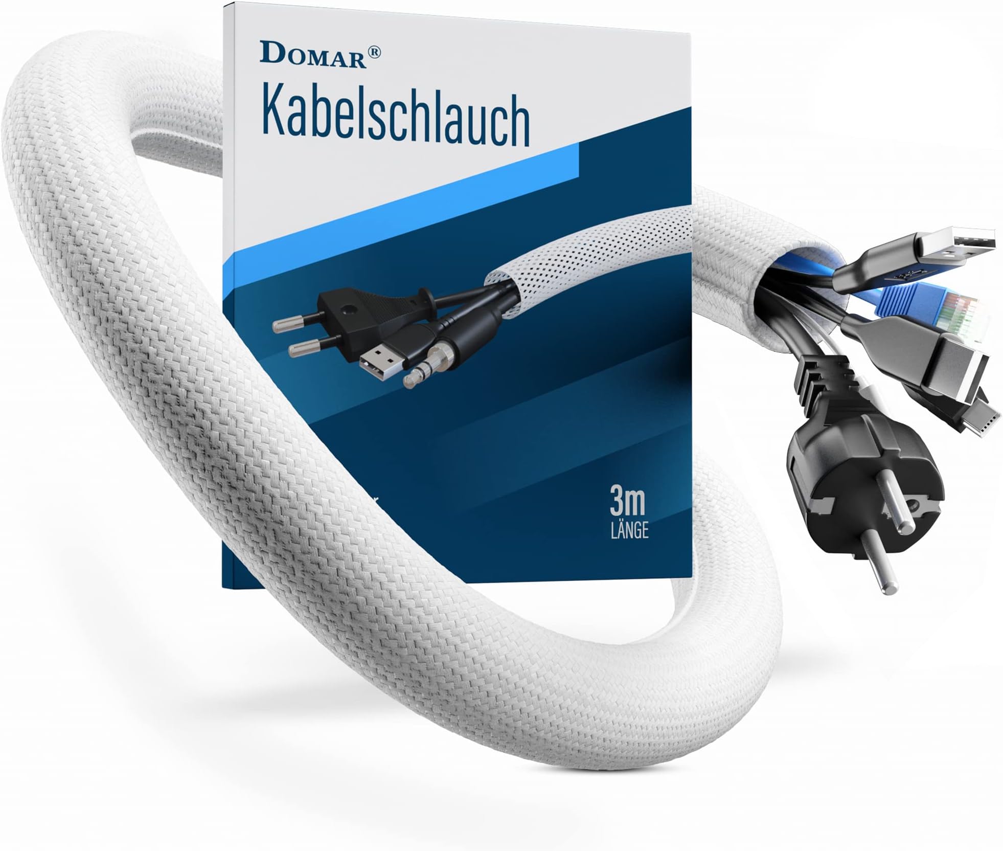 DOMAR® 3m Kabelschlauch selbstschließend & flexibel - Cable Sleeve für ...