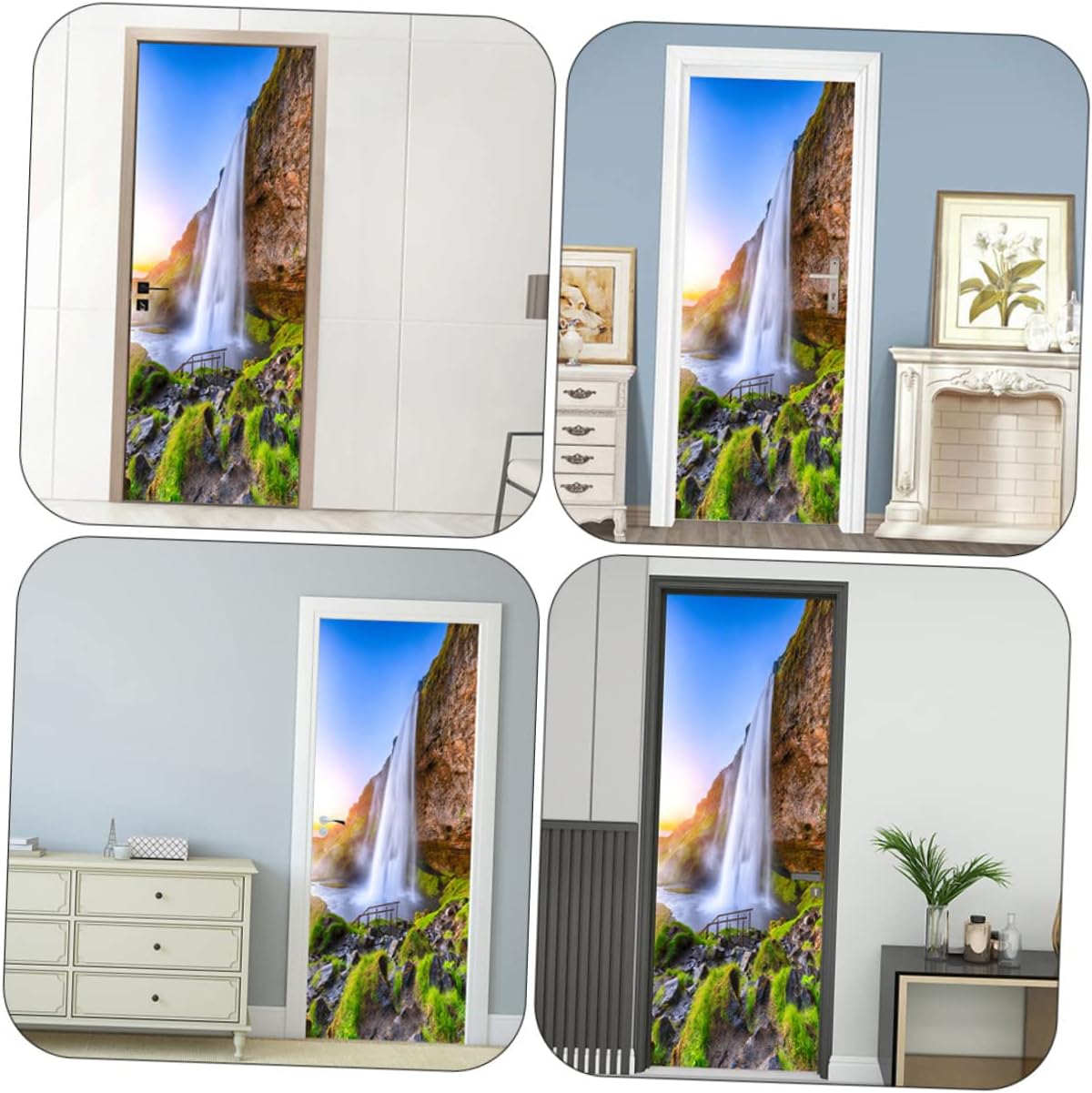 Angoily 4 Pcs Door Sticker 3D Door Wall Sticker Landscape Door Interior ...