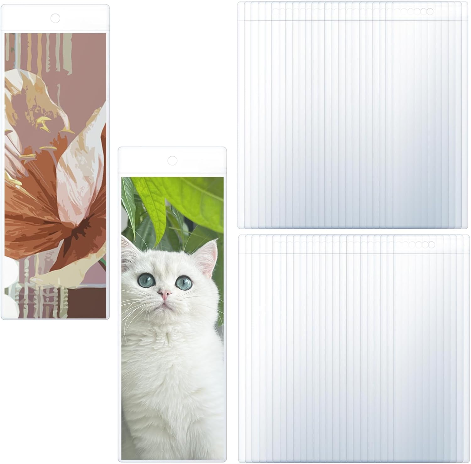 Amazon.com: HESHUYU 100 Pieces Clear Plastic Bookmark Sleeves 7.28 x 2. ...