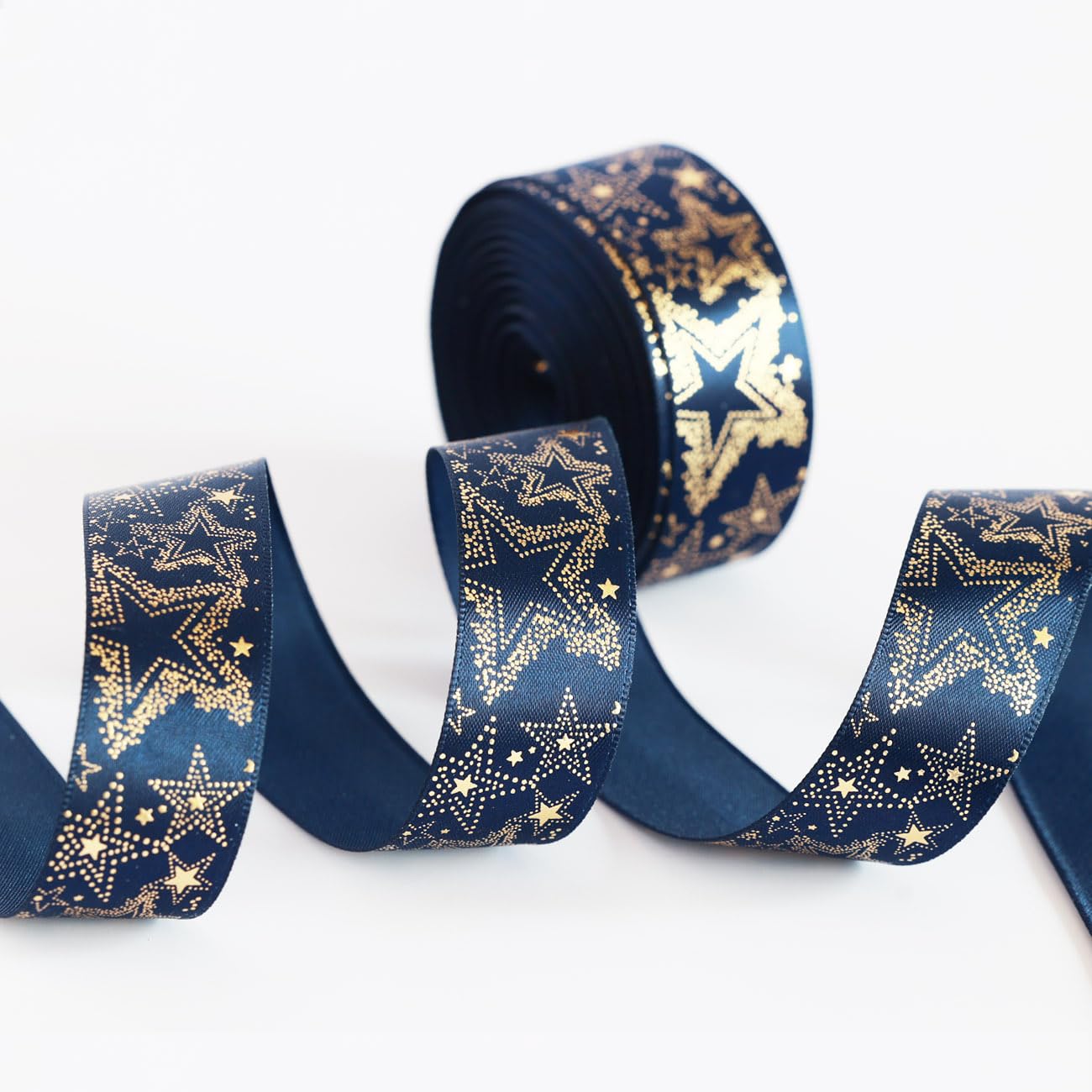 Amazon.com: Navy Blue Ribbon with Gold Star Navy Silk Ribbon Navy Blue ...