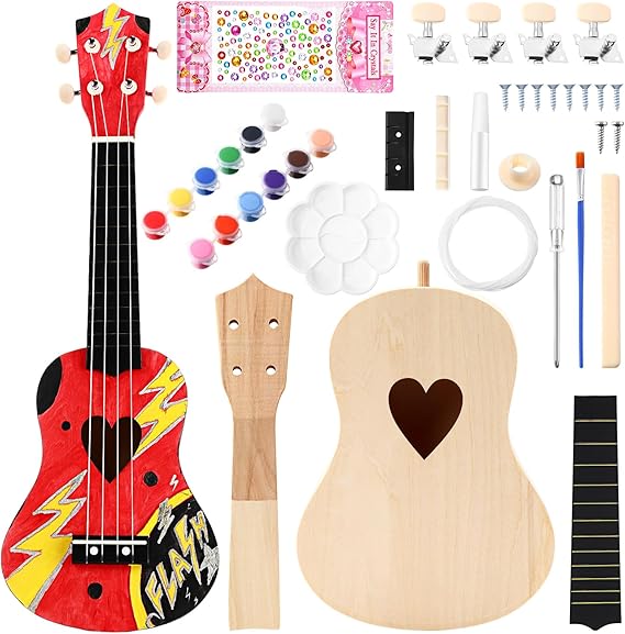 Amazon.com: Boao DIY Guitar Kit 21 Inch Make Your Own Ukulele DIY Kit ...