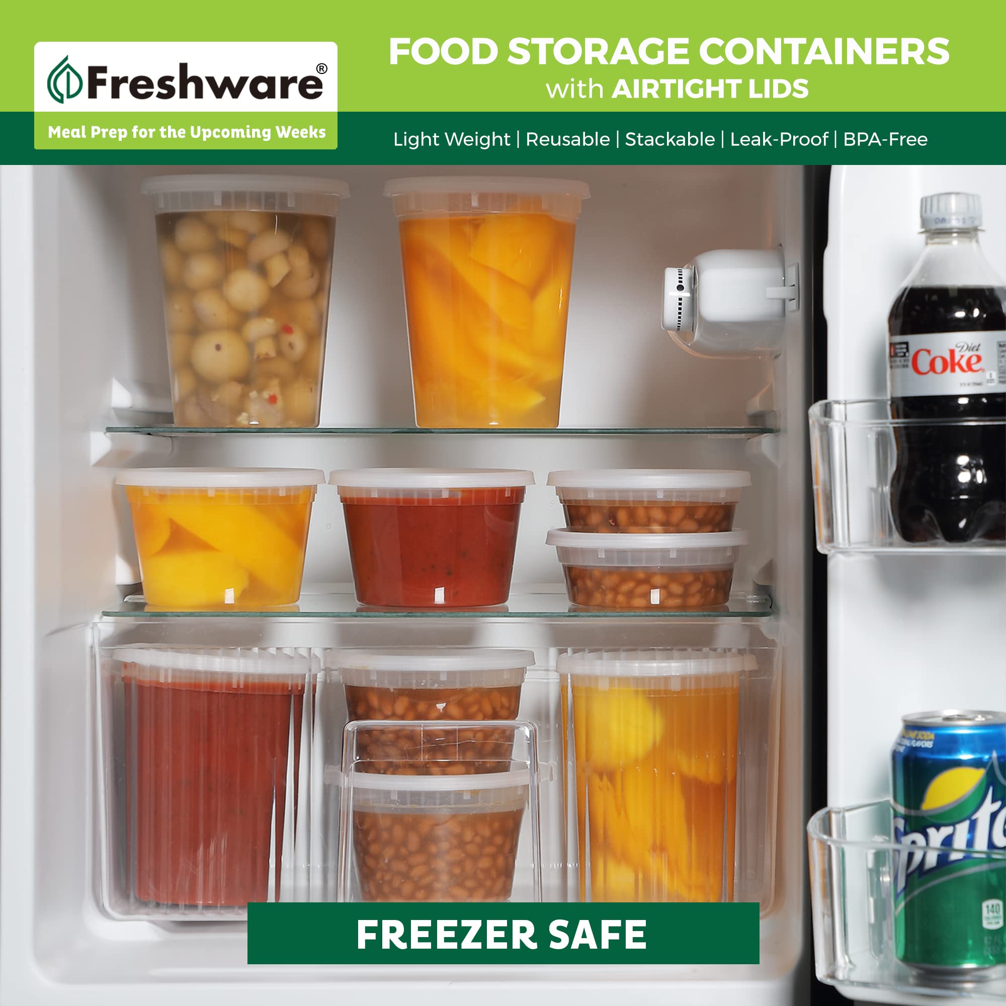 Snapklik.com : Freshware 45 Pack, 25 Oz Plastic Deli Food Storage Soup ...