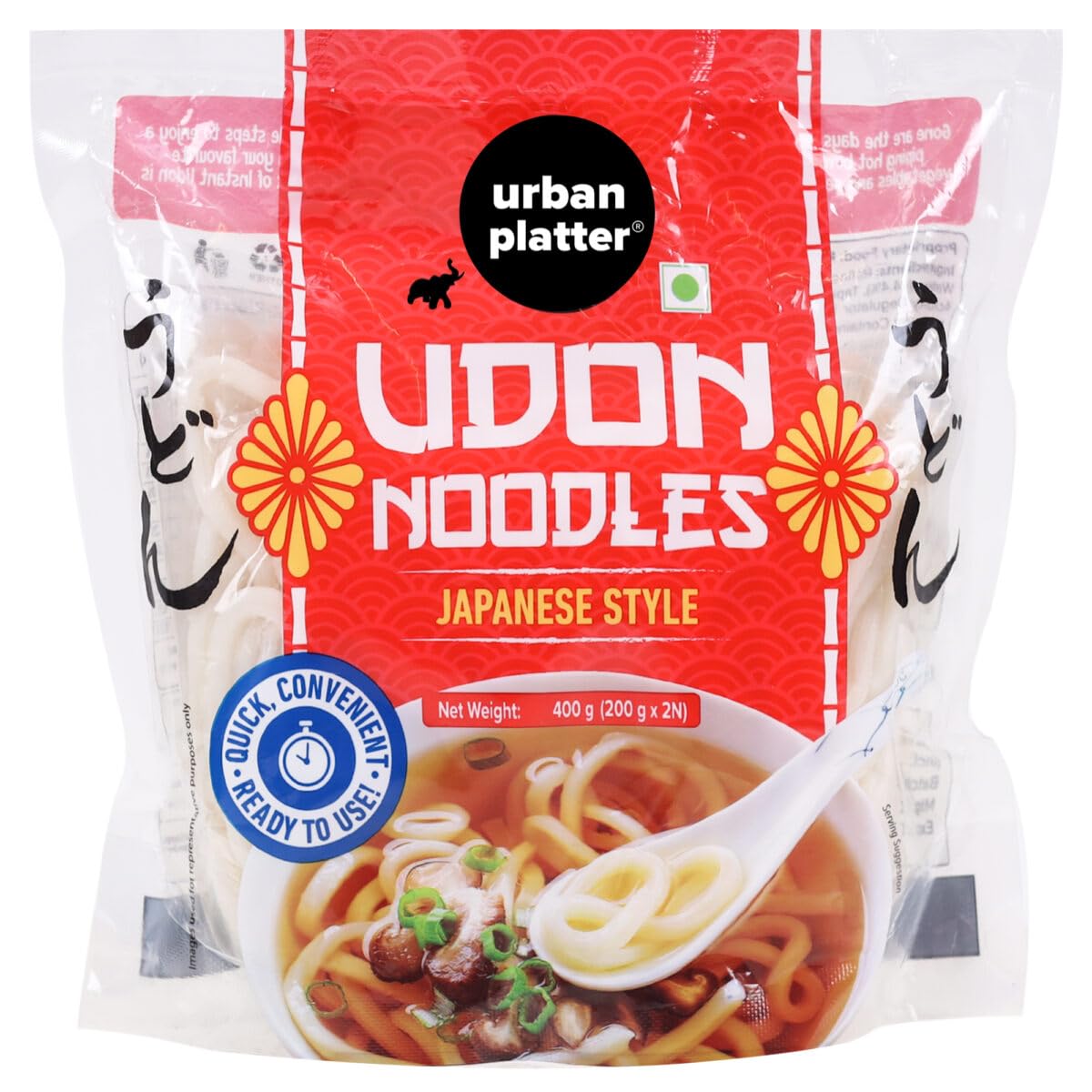 Urban Platter Thick Udon Noodles, 400g (2N x 200g | Ready to Use | Use ...