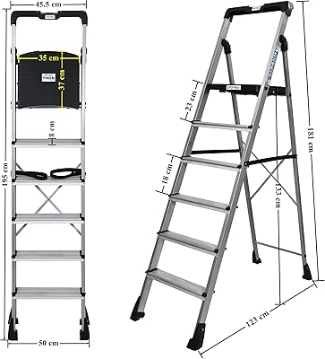 Plantex Wonder Aluminium Step Folding Ladder 5 Step for Home with ...
