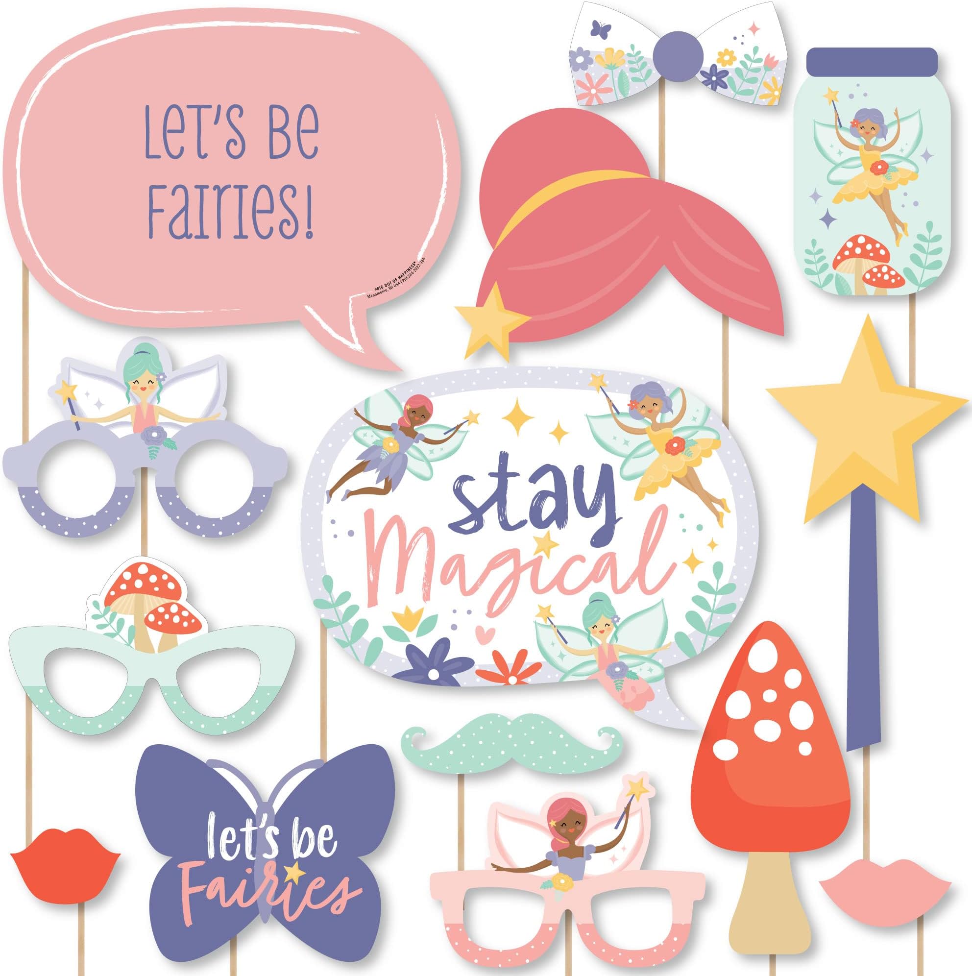 Amazon.com: Fairy First Birthday Decorations Photo Booth Props, My ...