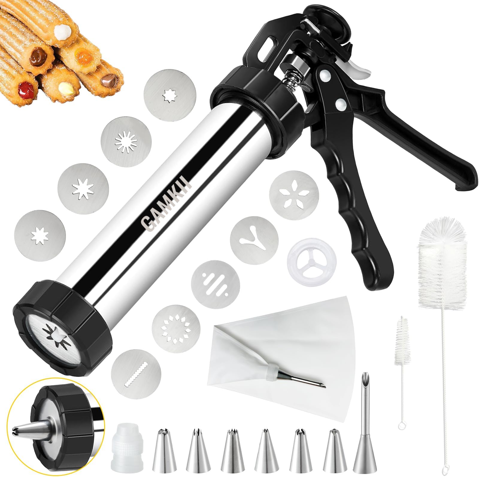 Amazon.com: Churro Maker Kit, Stainless Steel Hollow Churro Machine ...